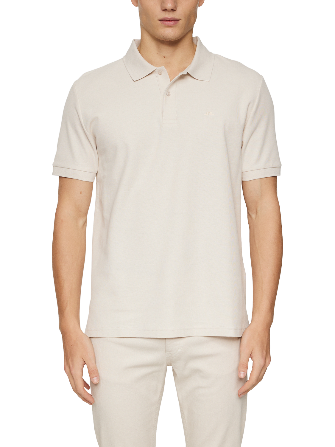 J.Lindeberg Rudy Cotton Slim Fit Short Sleeve Polo Shirt, Natural Cream