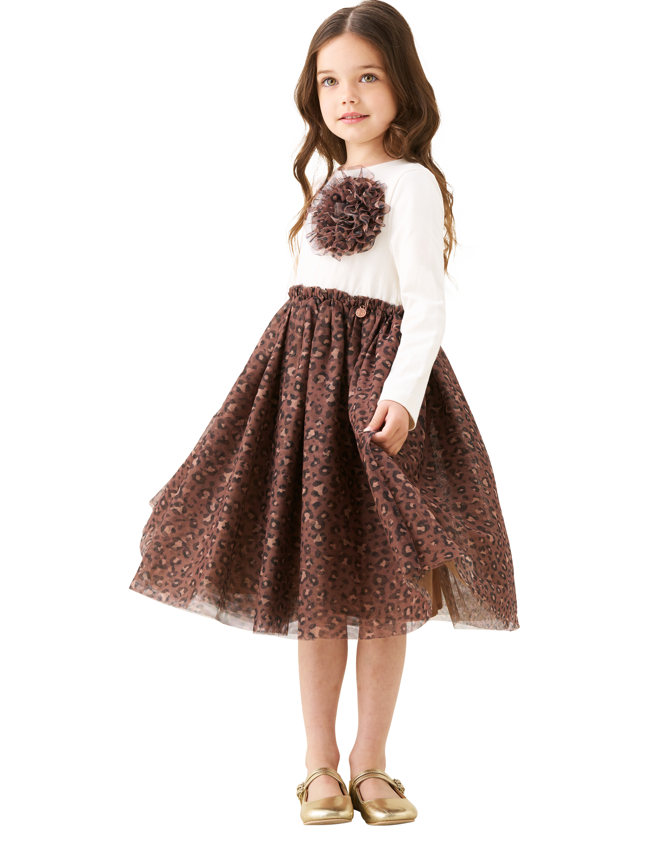 Angel & Rocket Kids' Corsage Mesh Dress, Natural