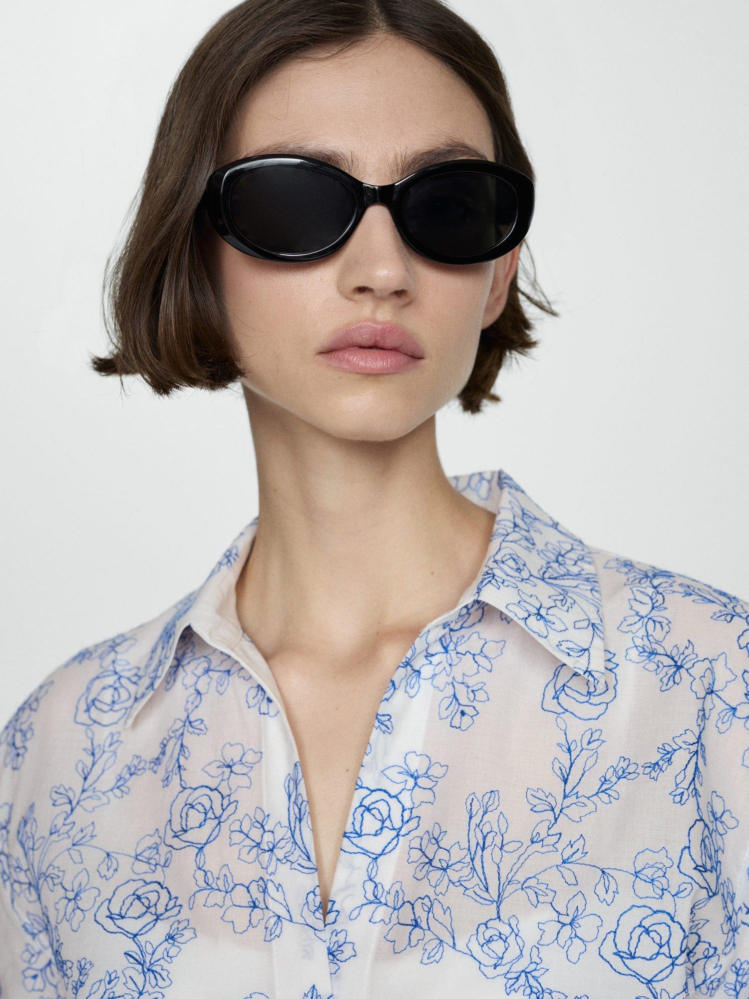 Mango Rita Floral Embroidered Cotton Shirt