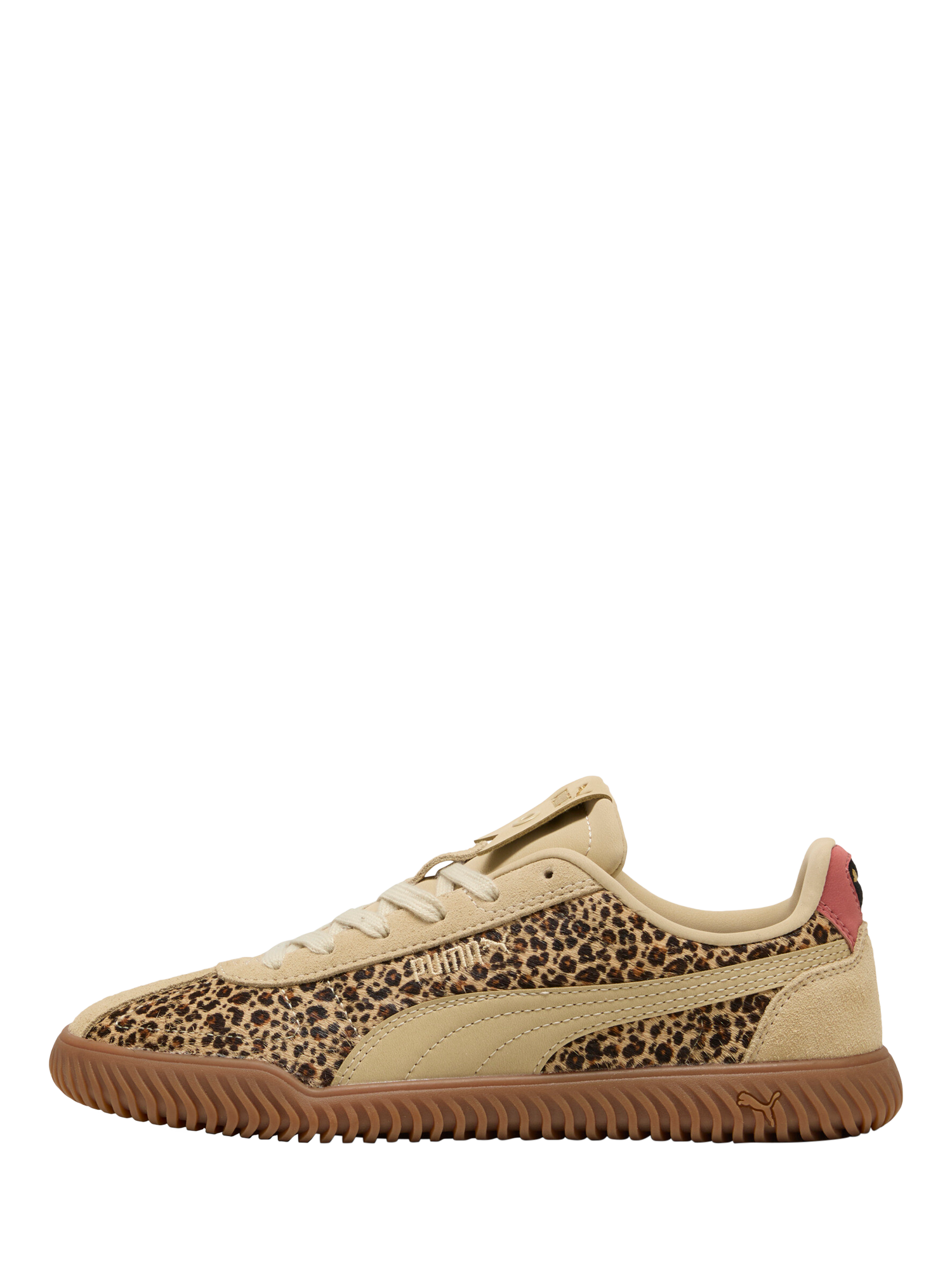 PUMA Club Kayzer Animal Print Lace Up Trainers, Beige/Multi
