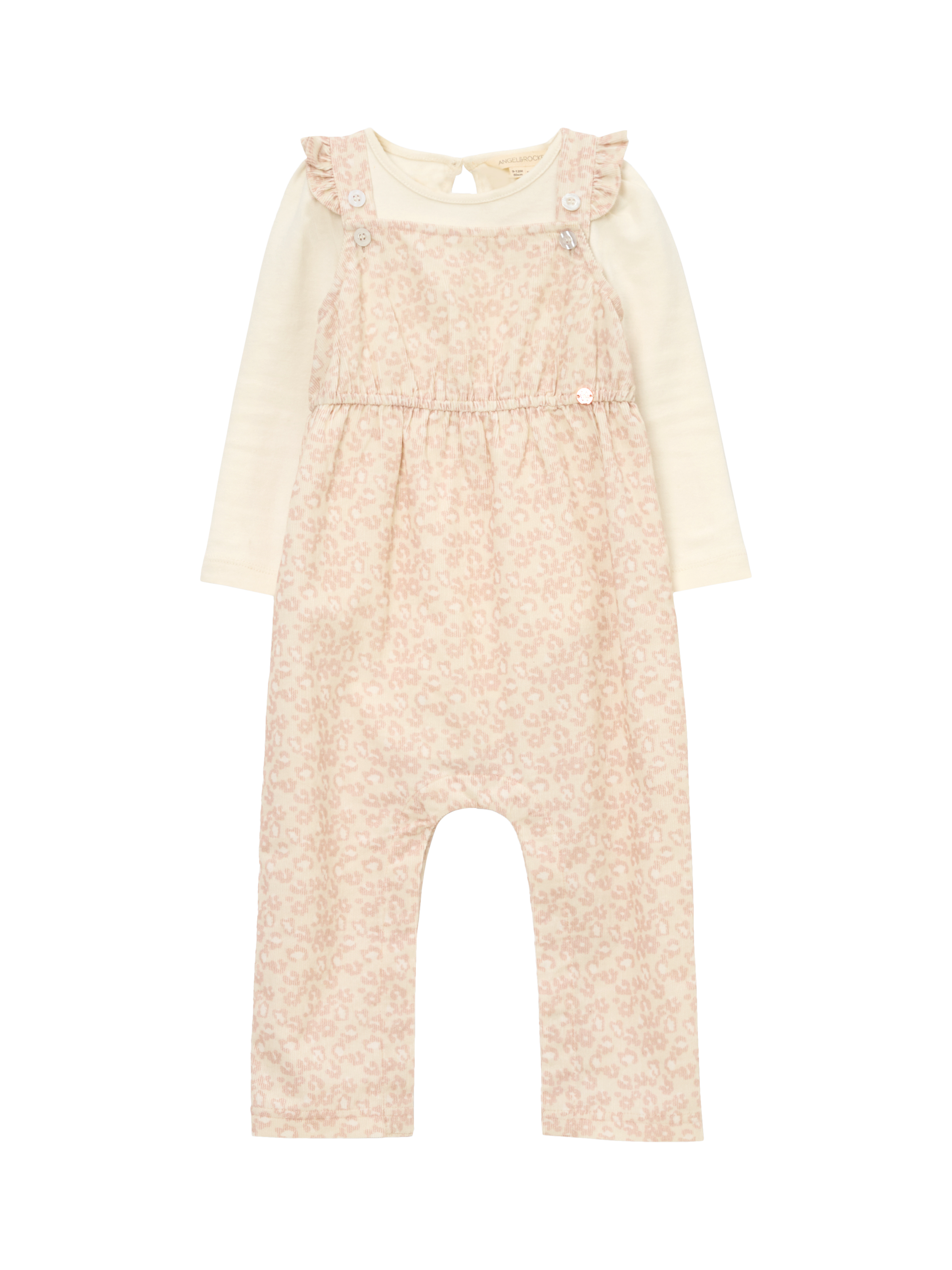 Angel & Rocket Baby Nellie Animal Print Cord Dungaree & Bodysuit Set, Multi