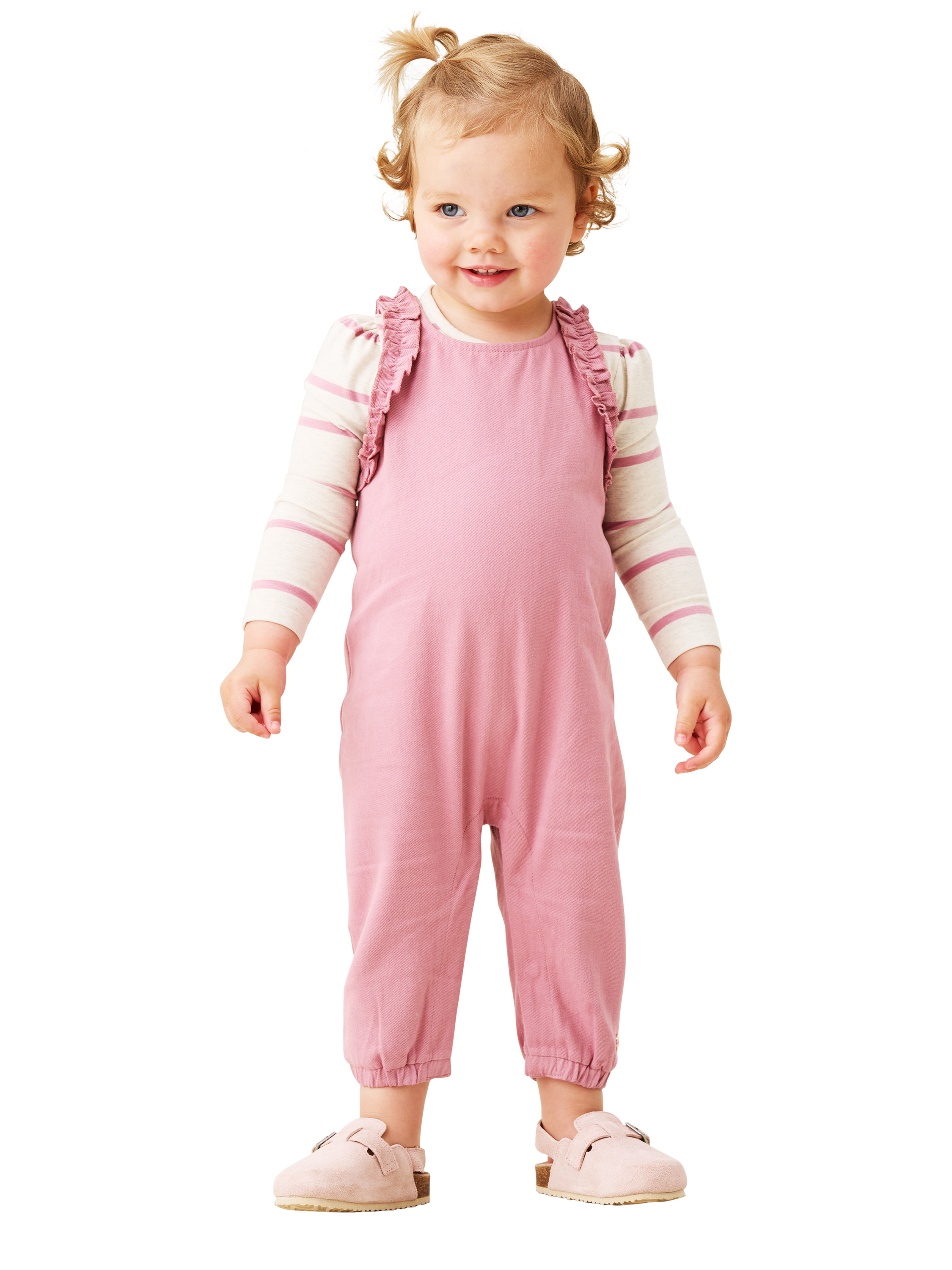 Angel & Rocket Baby Dungaree and Body Suit Set, Pink