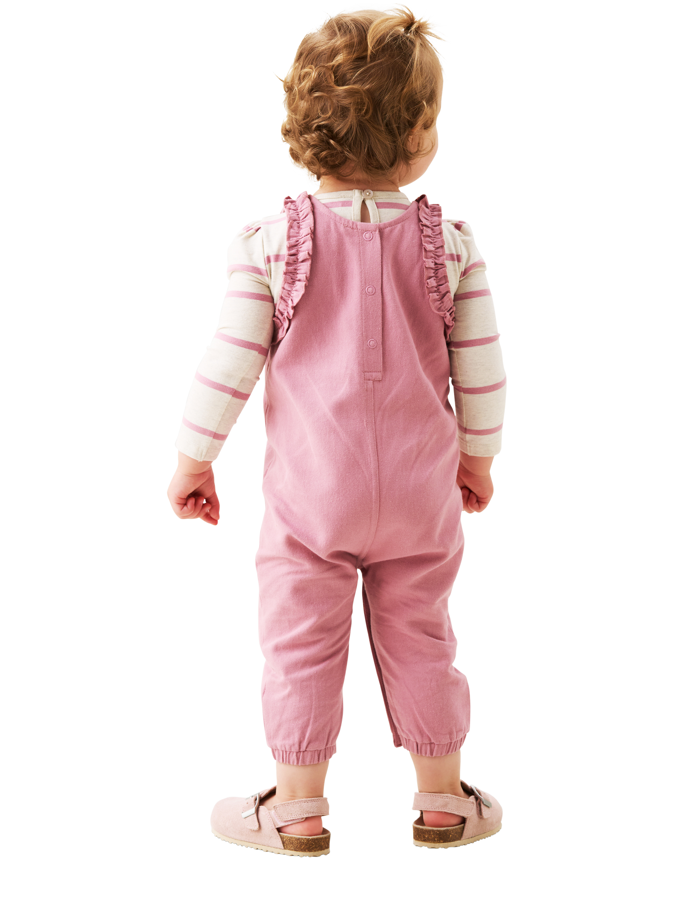 Angel & Rocket Baby Dungaree and Body Suit Set, Pink