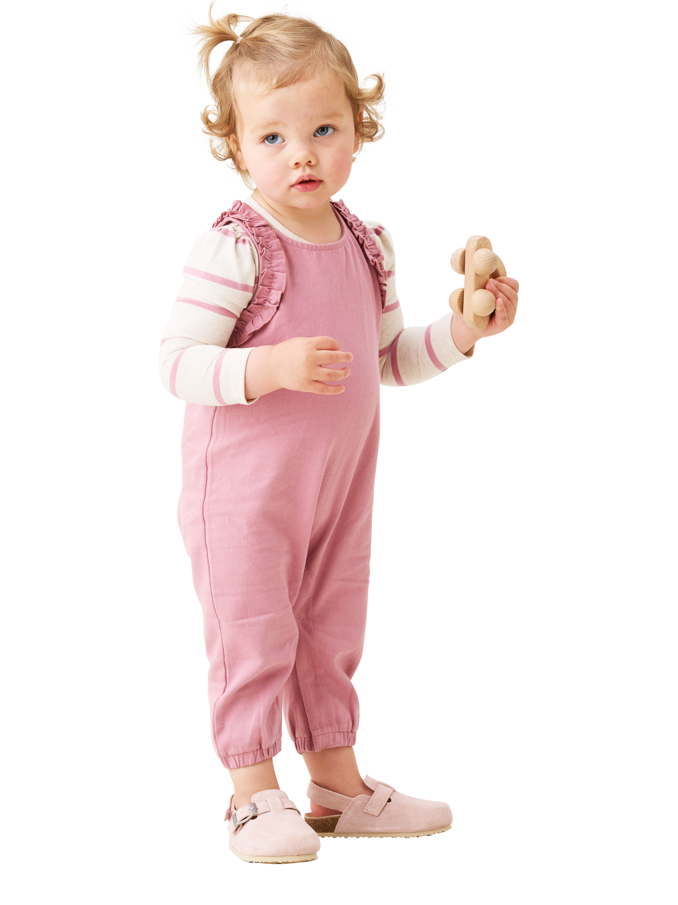 Angel & Rocket Baby Dungaree and Body Suit Set, Pink