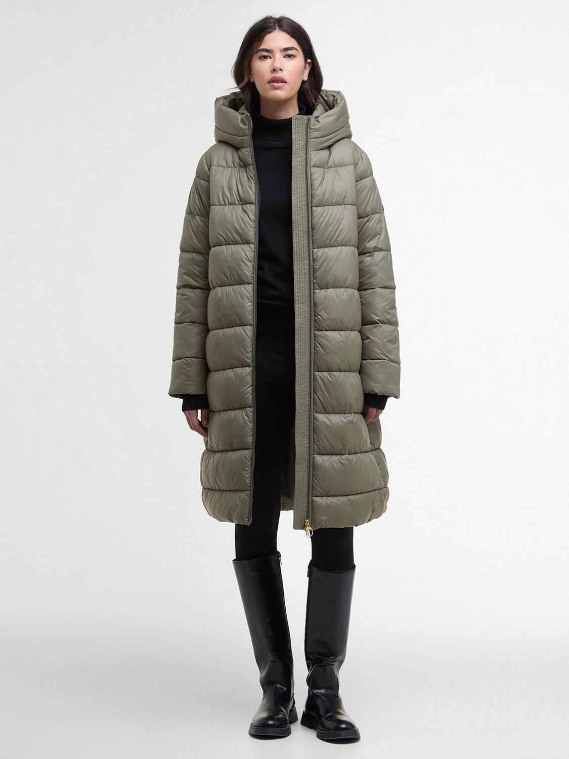 Barbour International Olivios Longline Puffer Jacket, Khaki