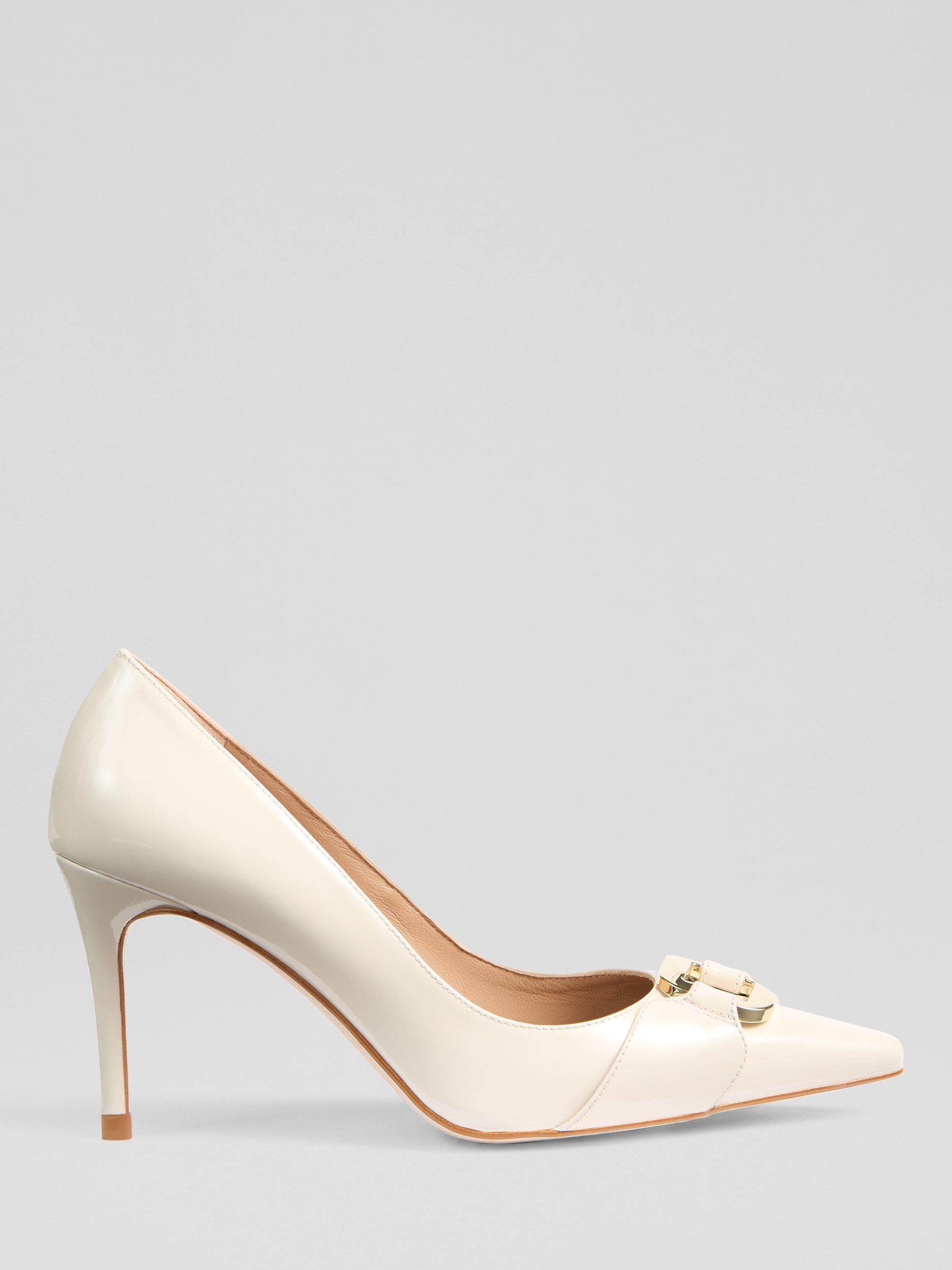 L K Bennett Thelma Leather Stiletto Heel Court Shoes Natural