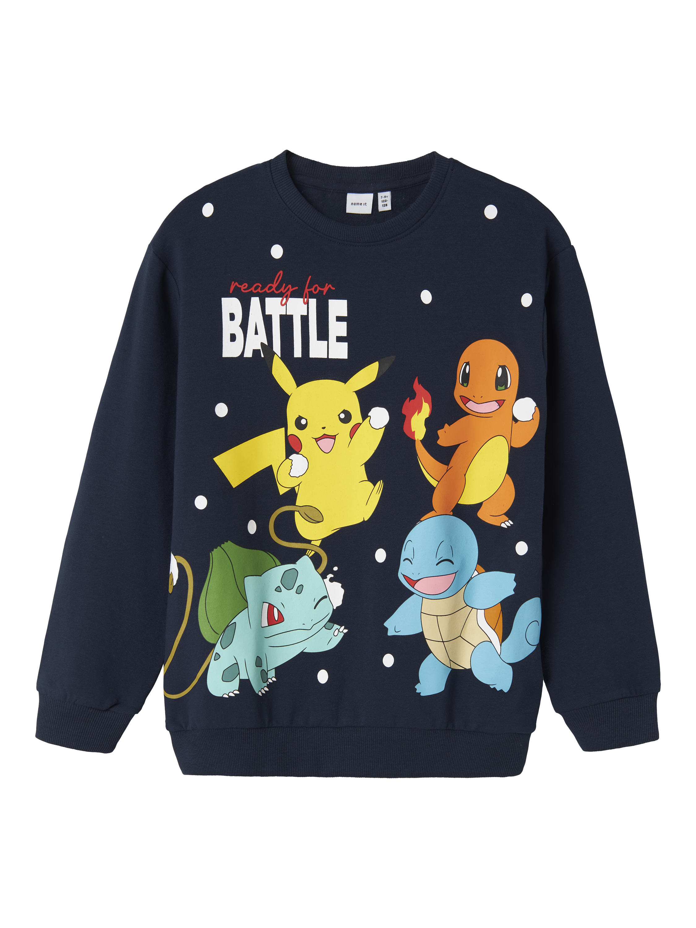 NAME IT Kids' Cotton Pokémon Crew Neck Sweatshirt, Navy Blazer