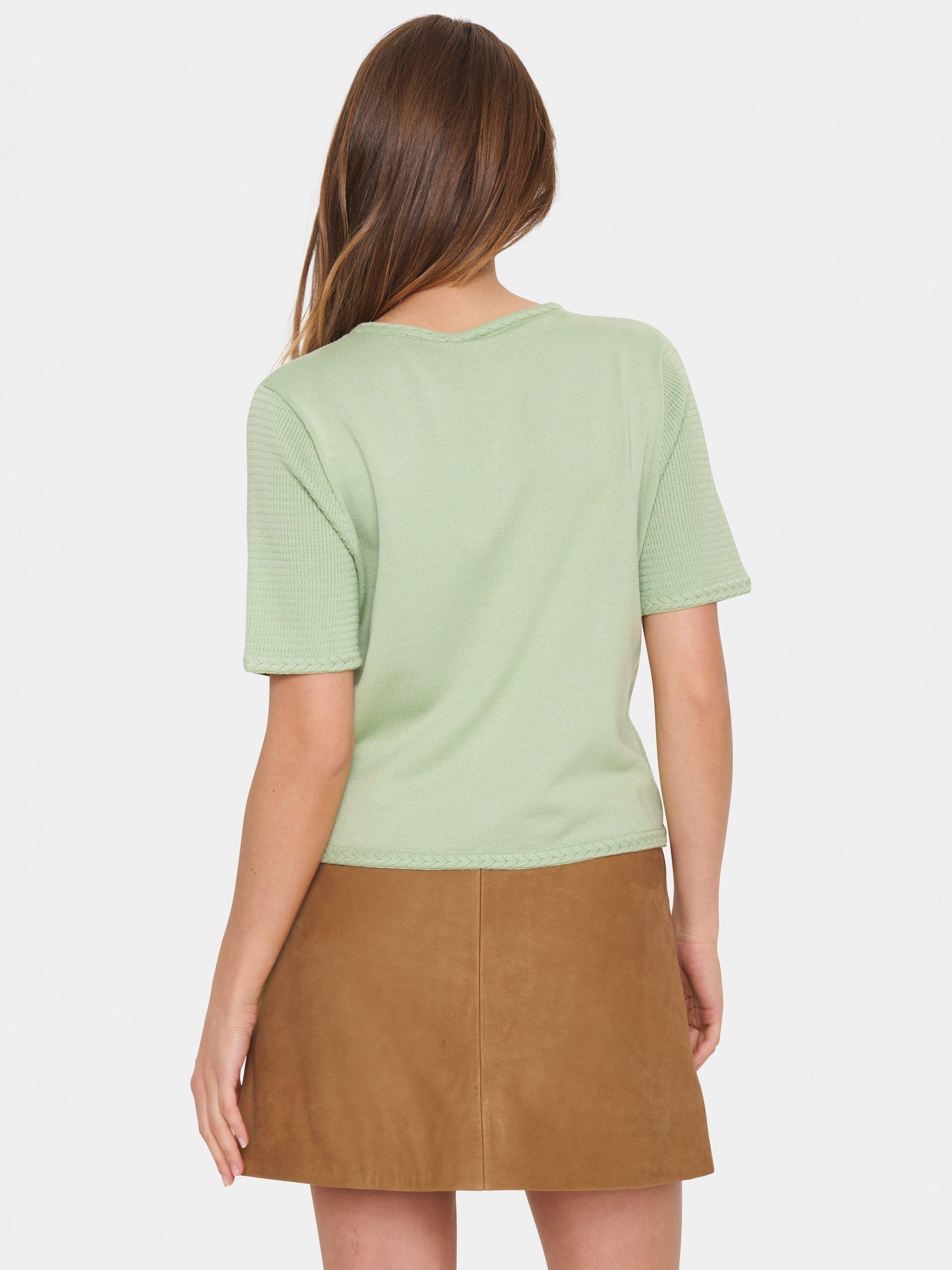 Saint Tropez Lecia Short Sleeve Cardigan, Smoke Green