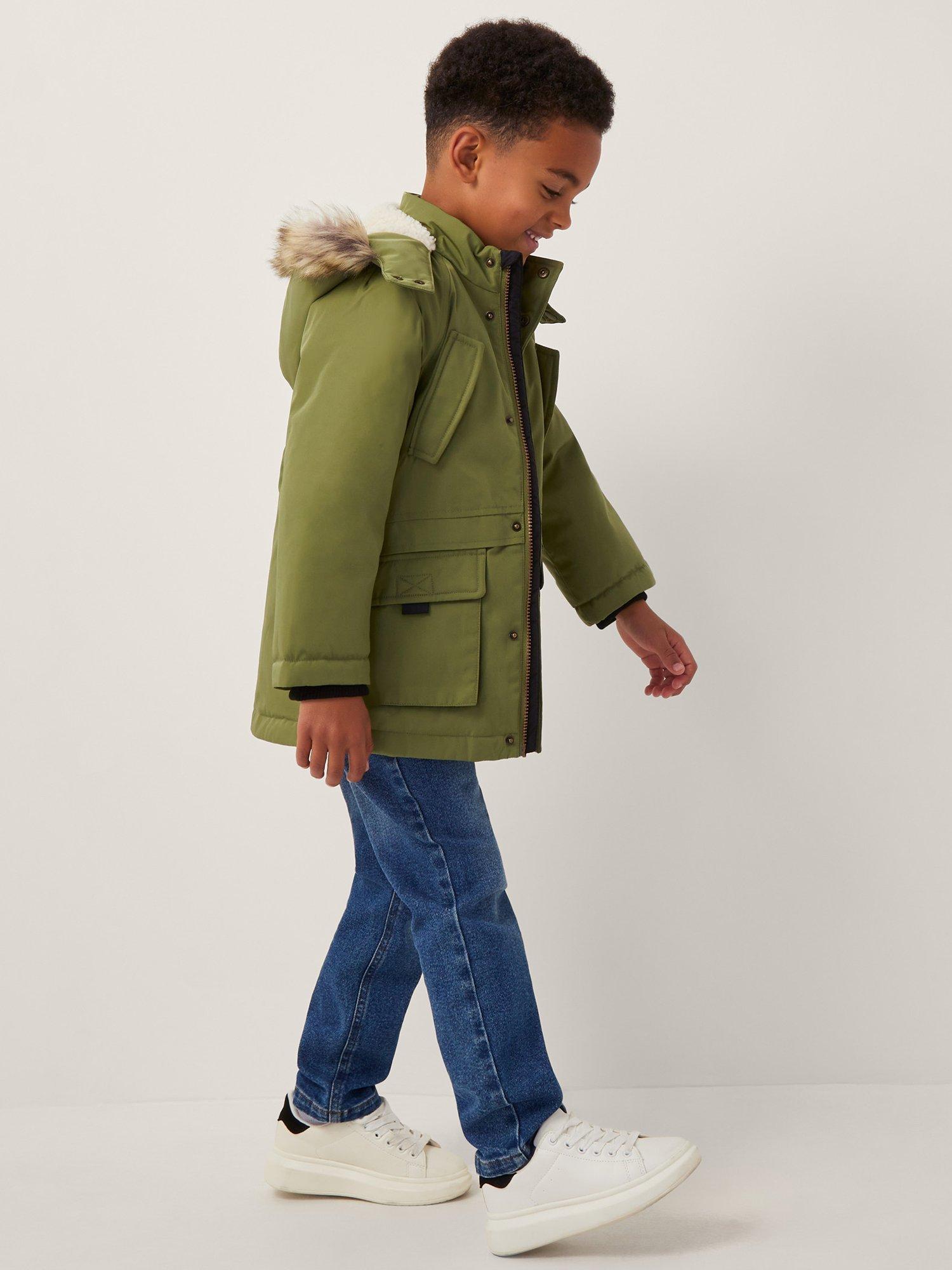 Monsoon Kids' Hooded Faux Fur Parka Coat