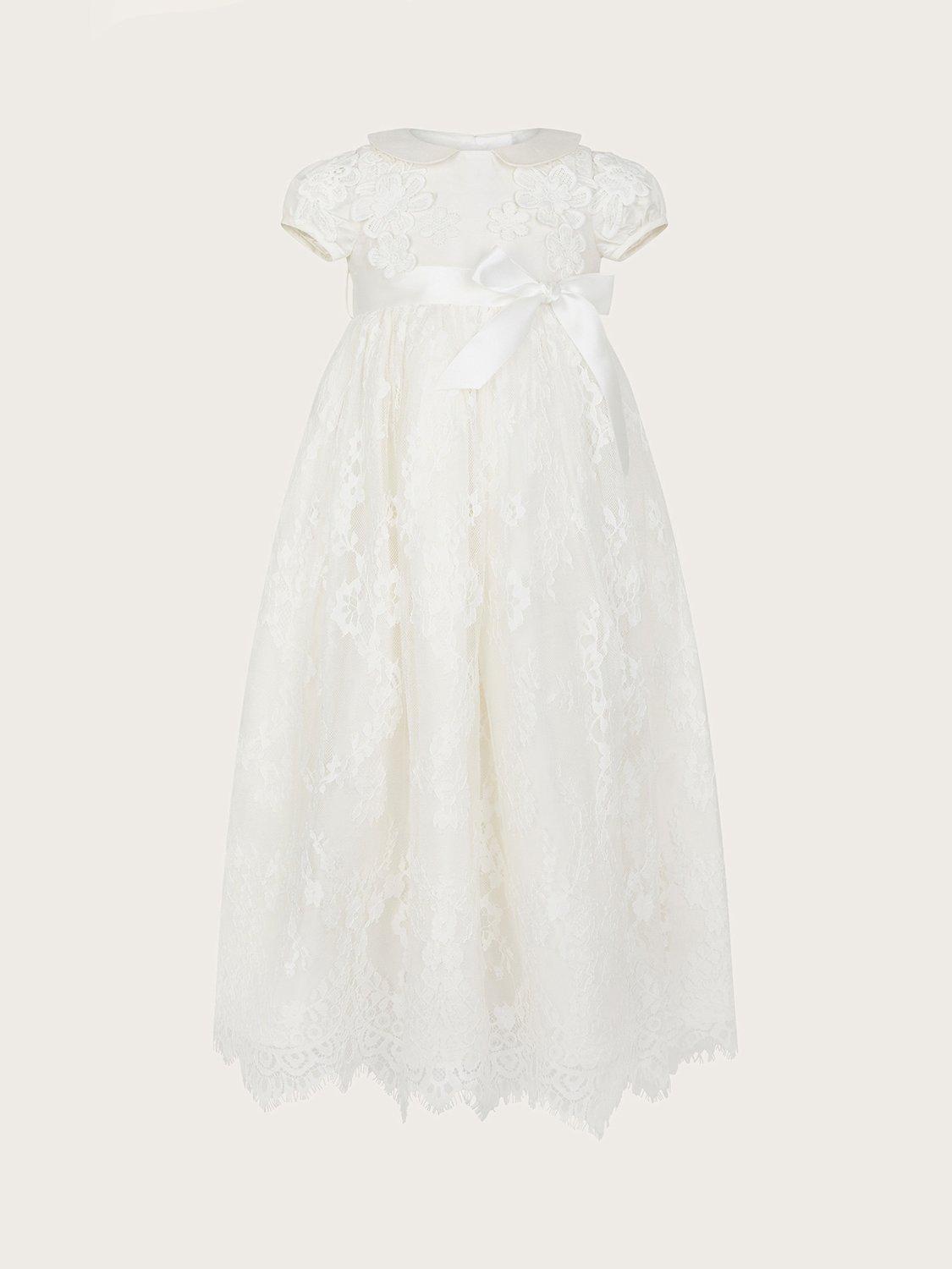 Monsoon Baby Provenza Lace Christening Dress, Ivory