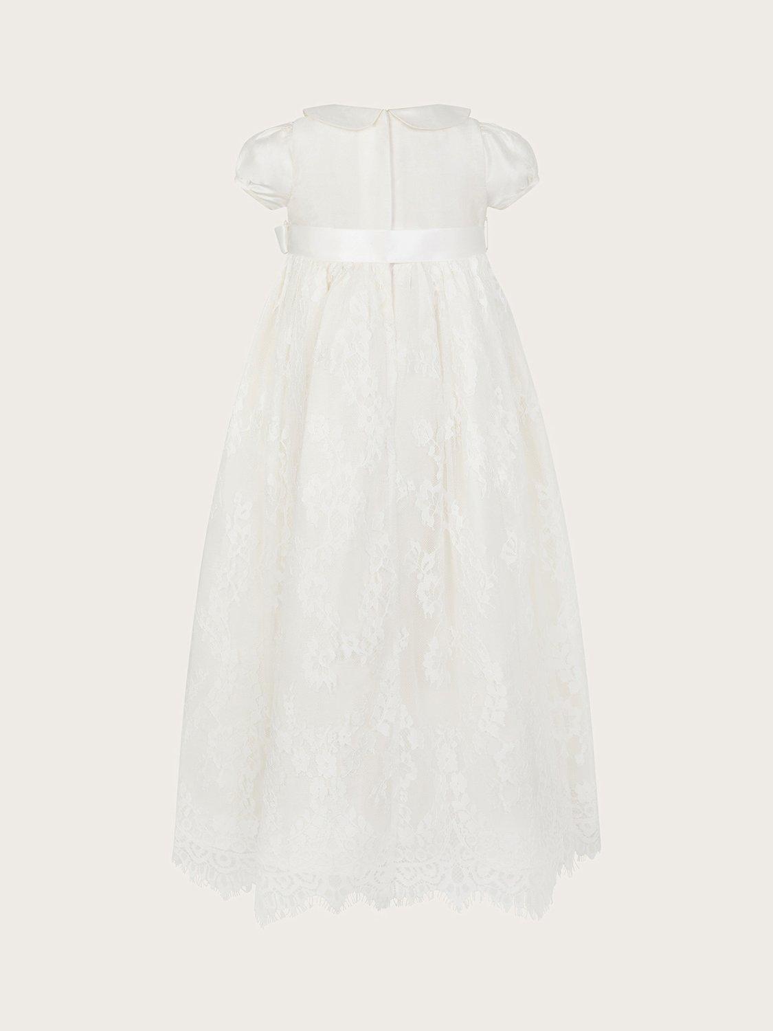 Monsoon Baby Provenza Lace Christening Dress, Ivory