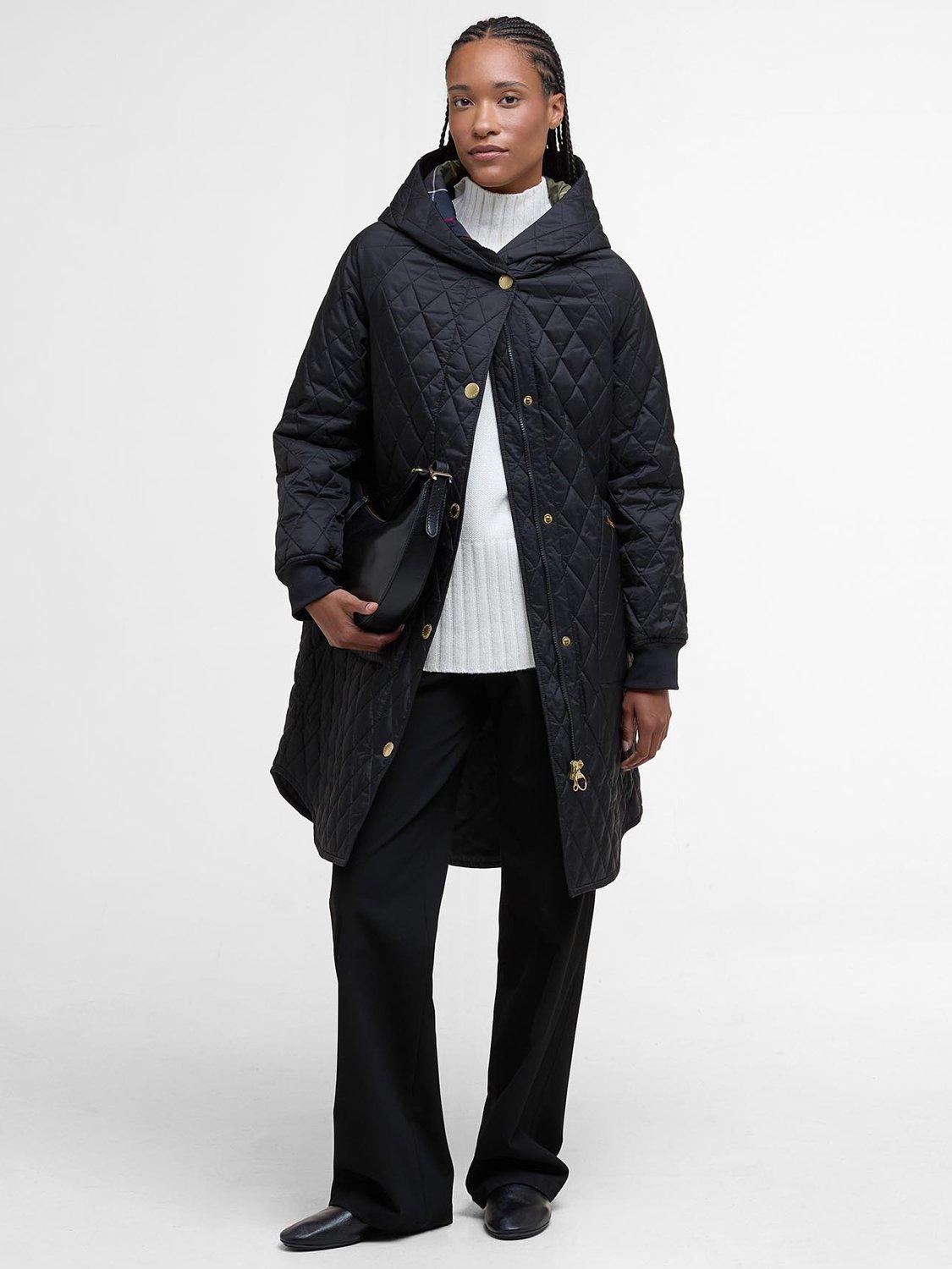 Barbour Hilary Longline Quilted Jacket, Black/Classic