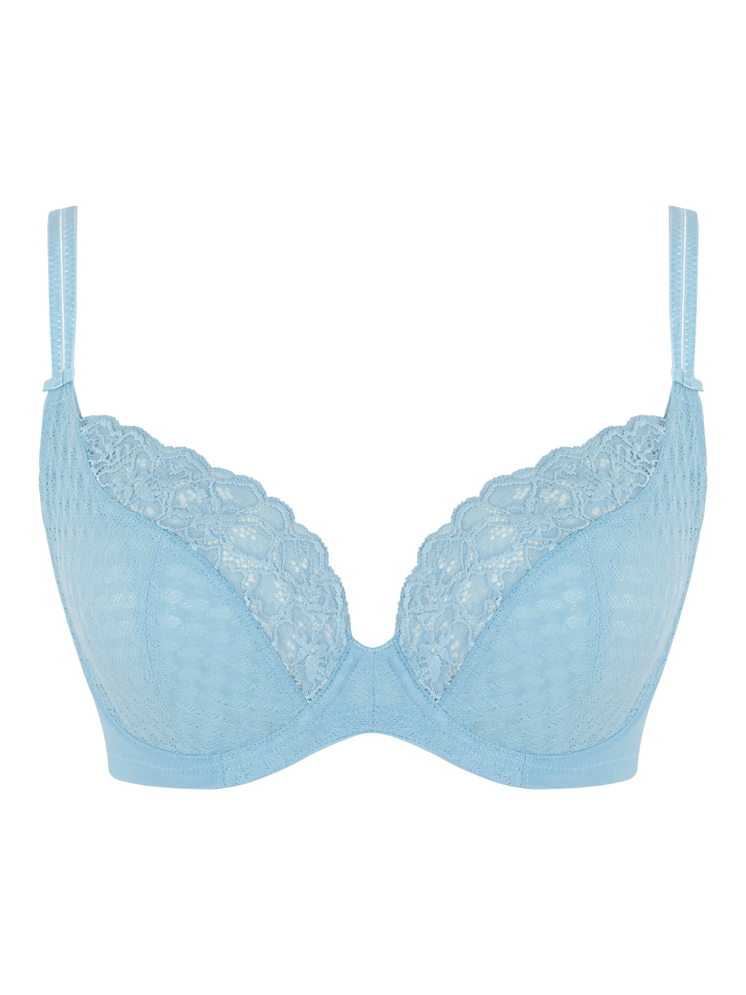 Panache Envy Floral Lace Plunge Bra, Sky Blue