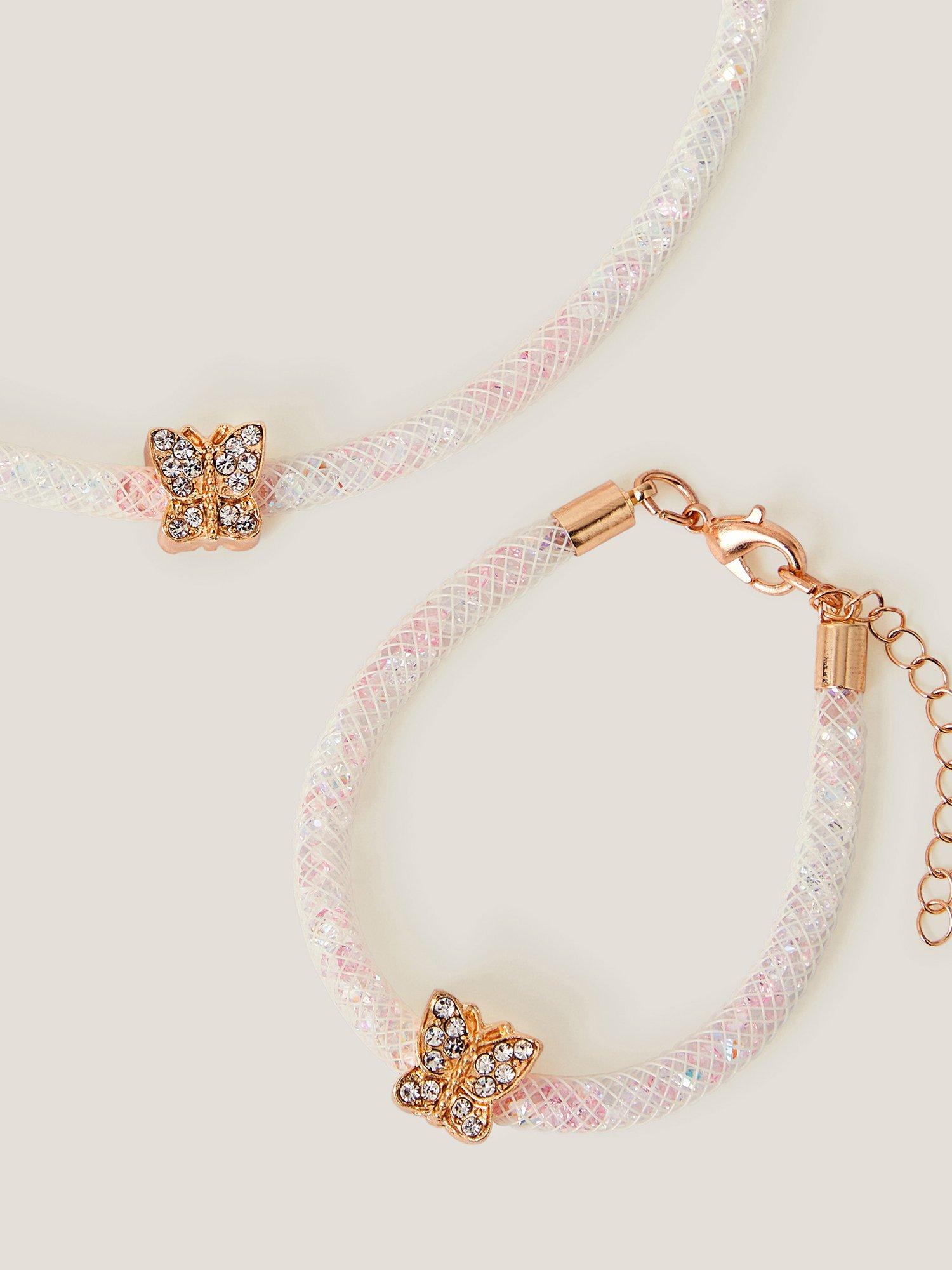 Monsoon Kids' Butterfly Necklace and Bracelet Set, Gold