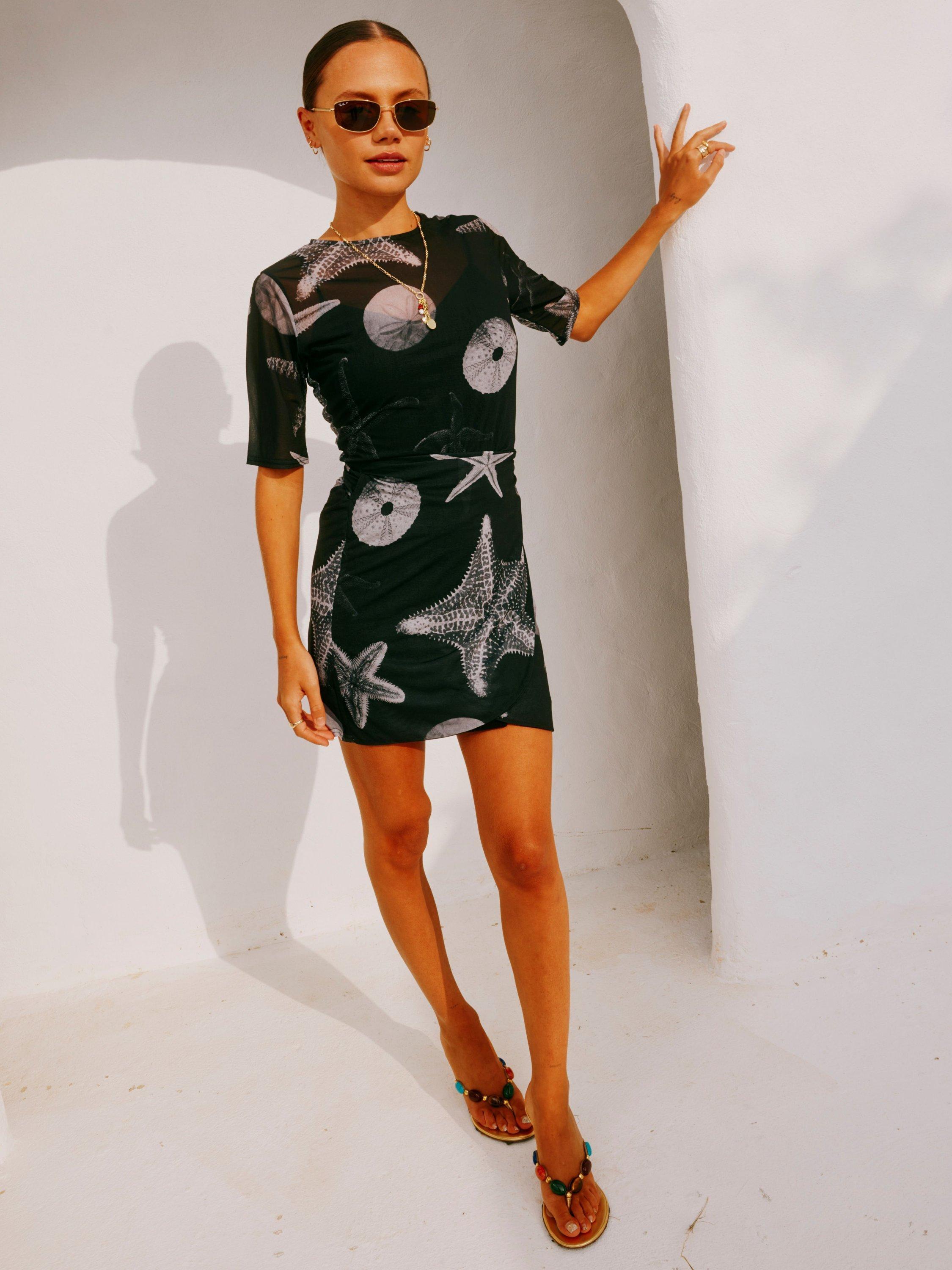 Never Fully Dressed Seashell Mesh Mini Skirt, Black