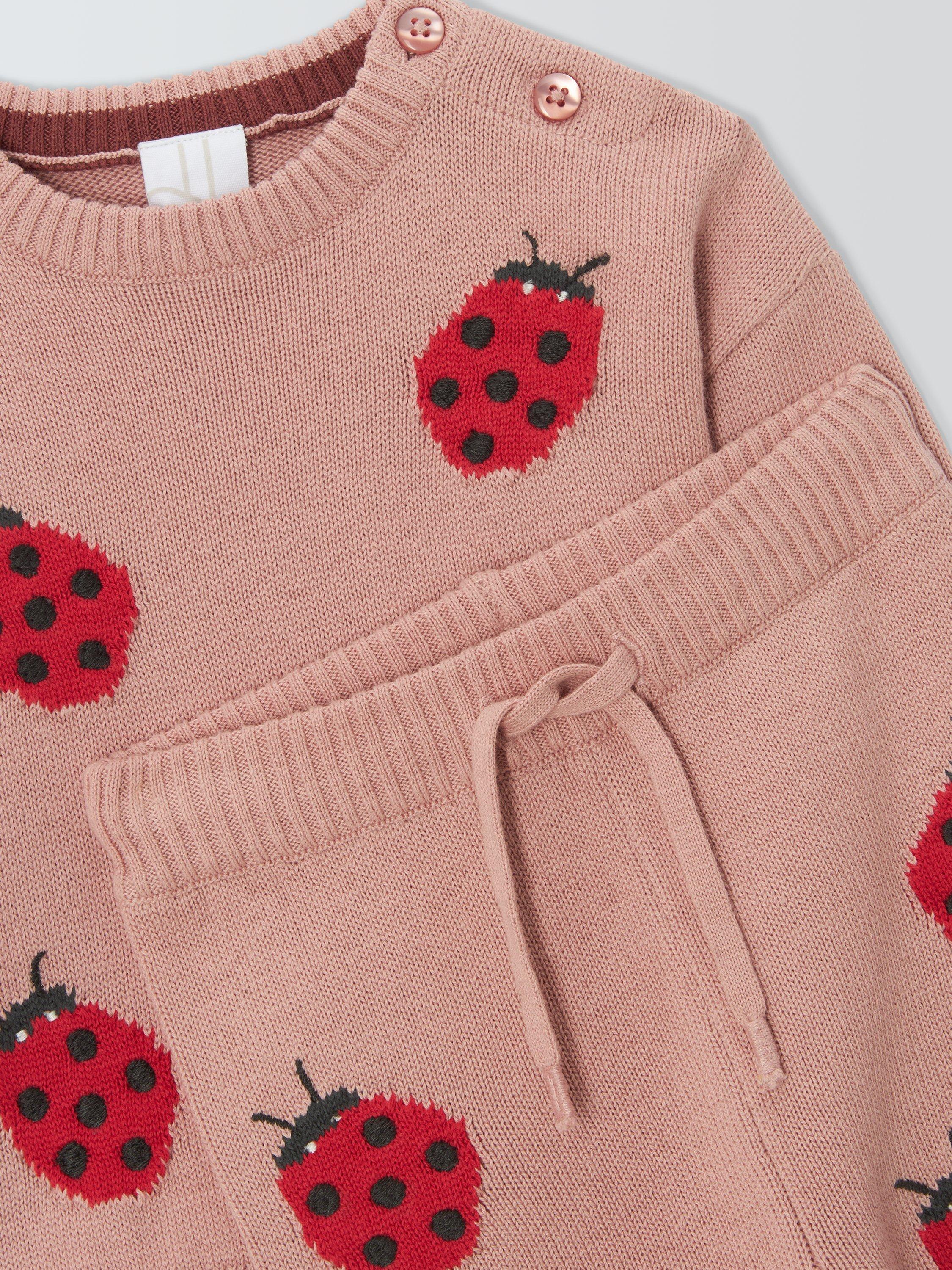 John Lewis Baby Ladybird Knit Jumper & Trousers Set, Pink