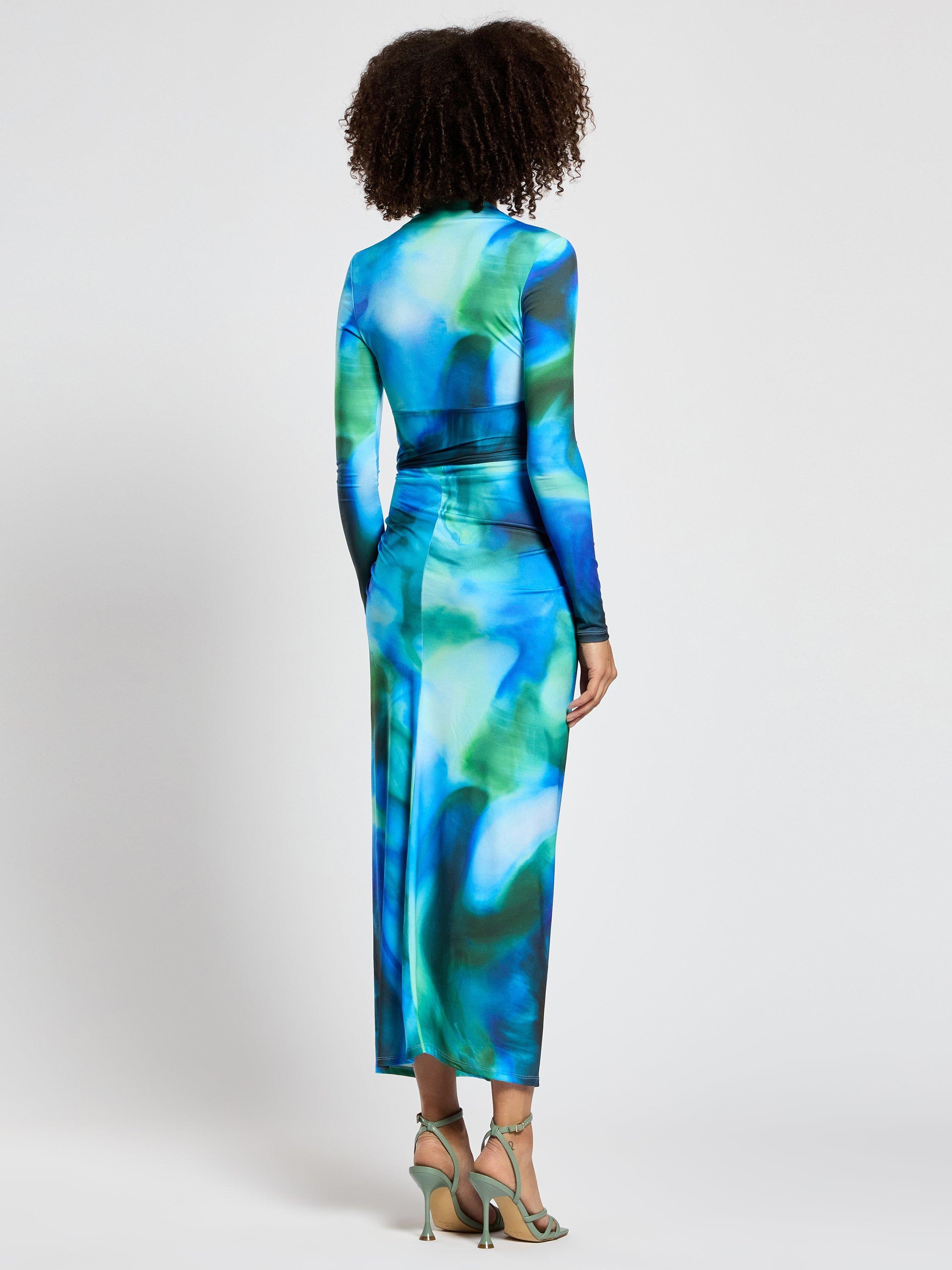 DASKA Athena Abstract Twist Detail Maxi Dress