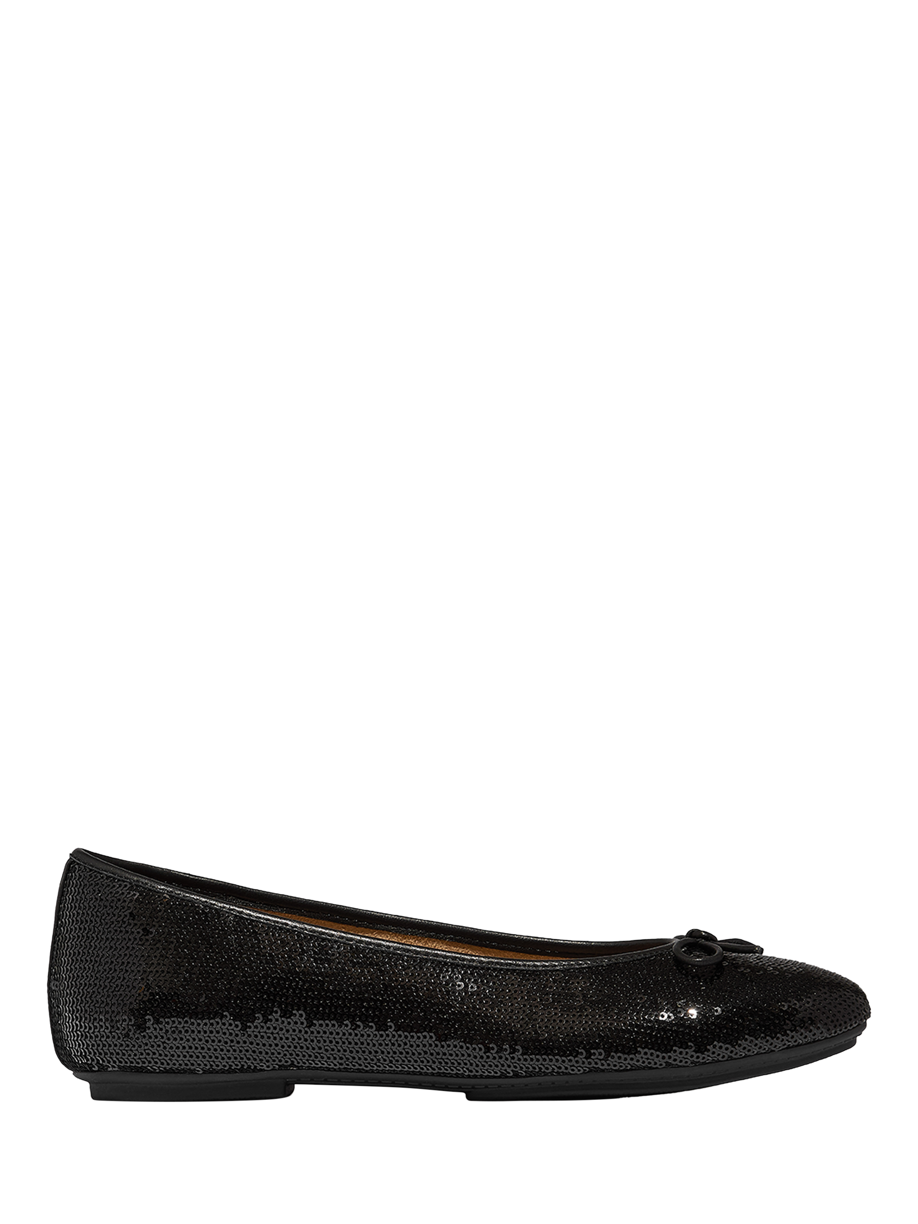 FitFlop Delicato Leather Blend Bow Sequin Ballerina Pumps, Black