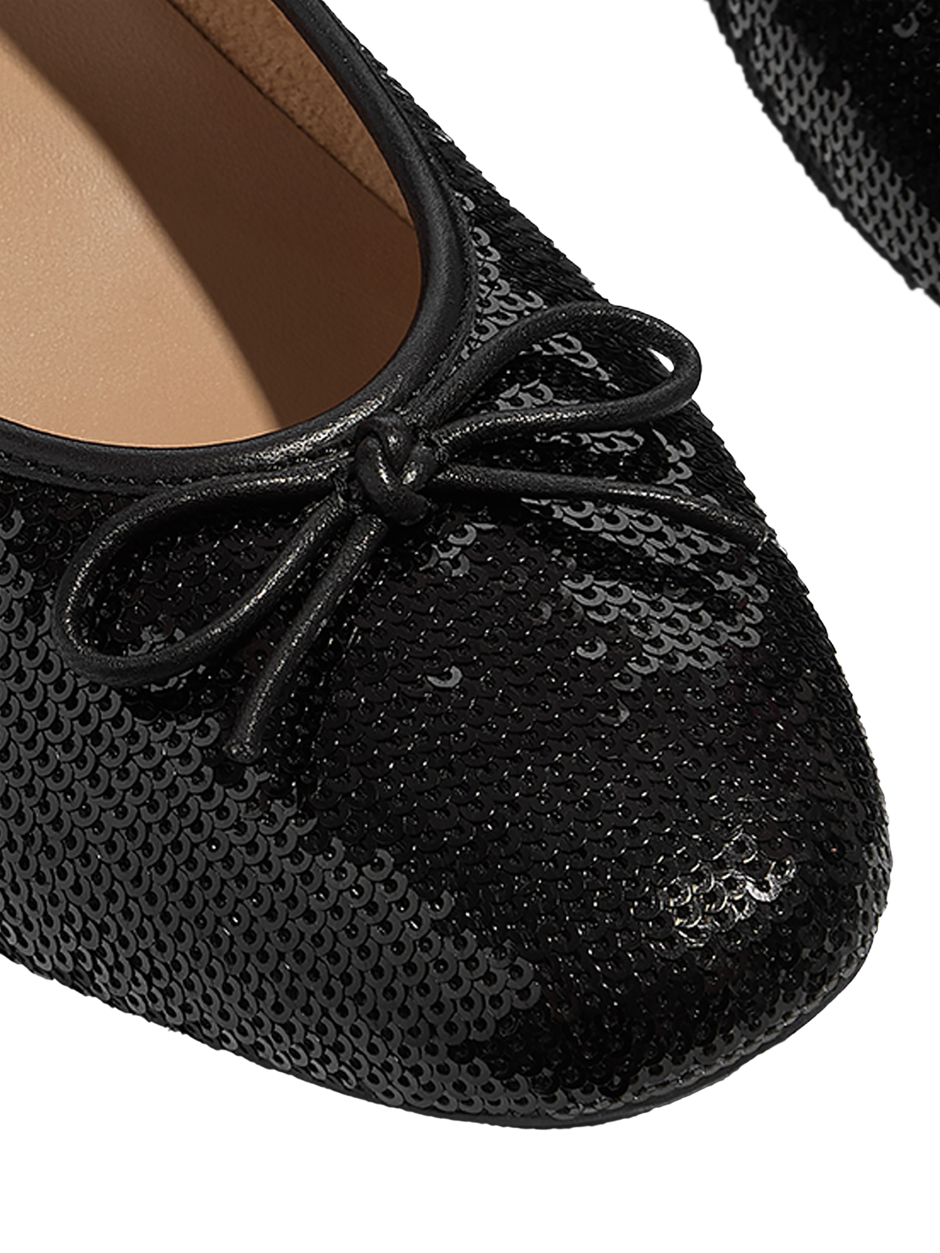 FitFlop Delicato Leather Blend Bow Sequin Ballerina Pumps, Black