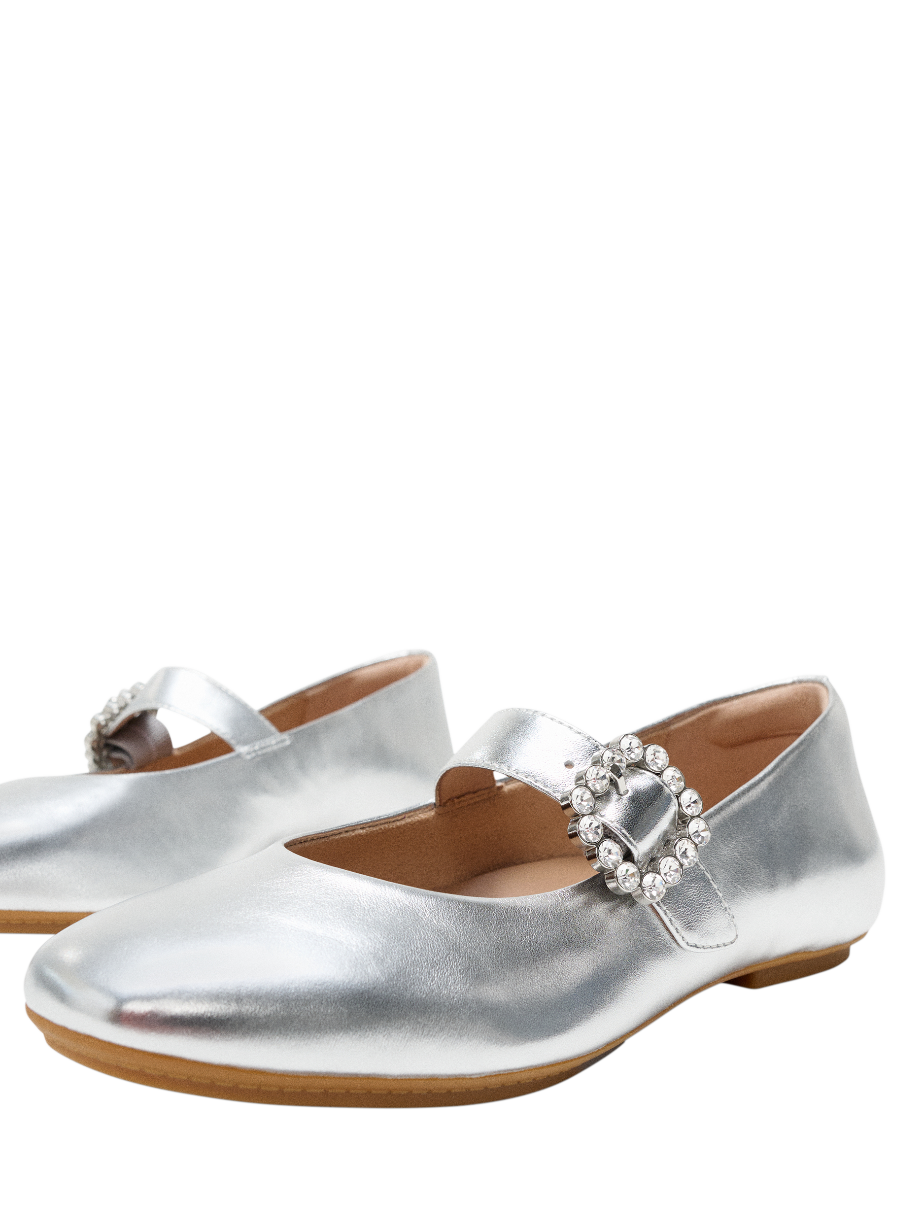 FitFlop Delicato Leather Crystal Buckle Mary Janes, Silver
