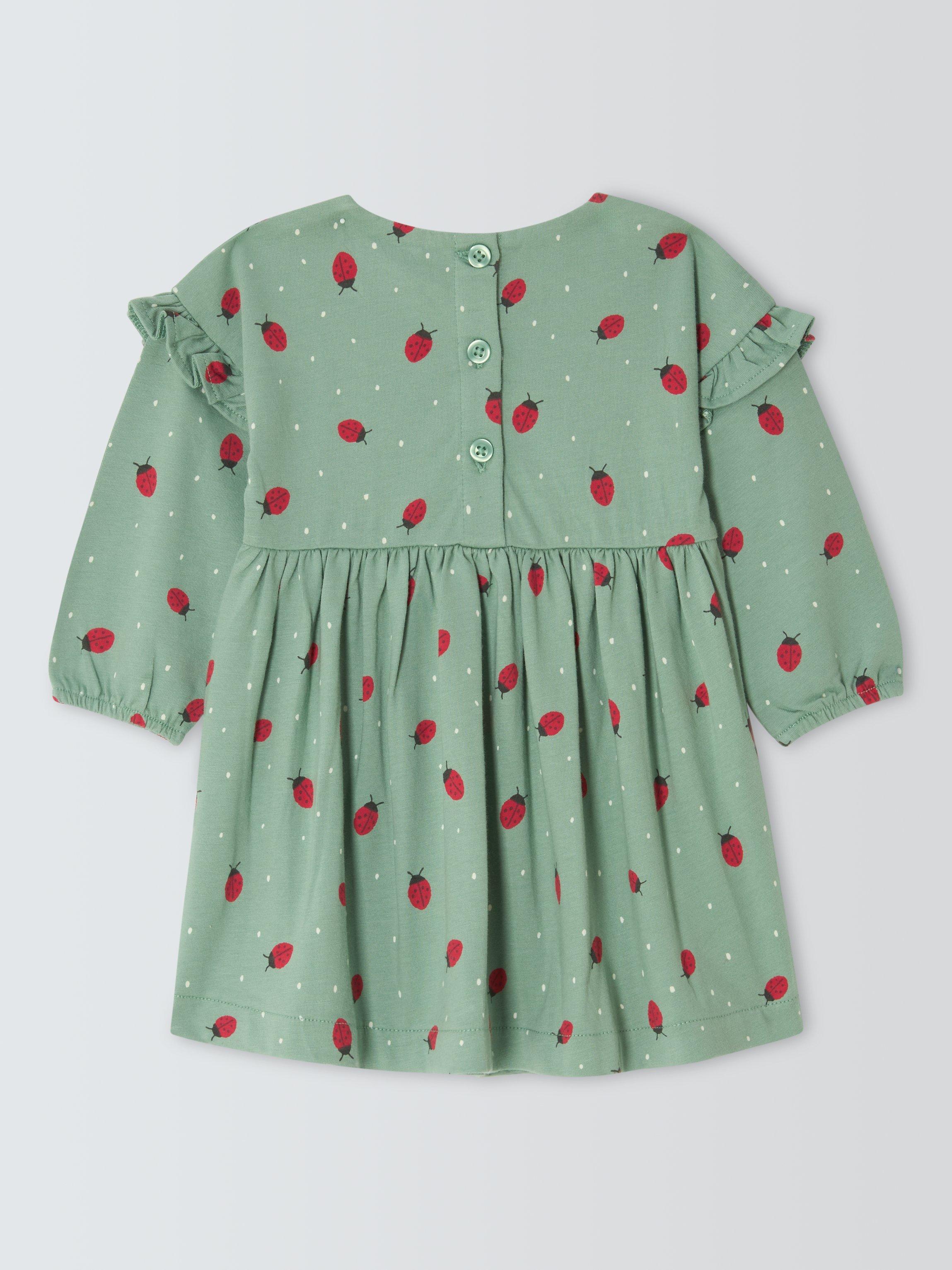 John Lewis Baby Ladybird Dress, Green