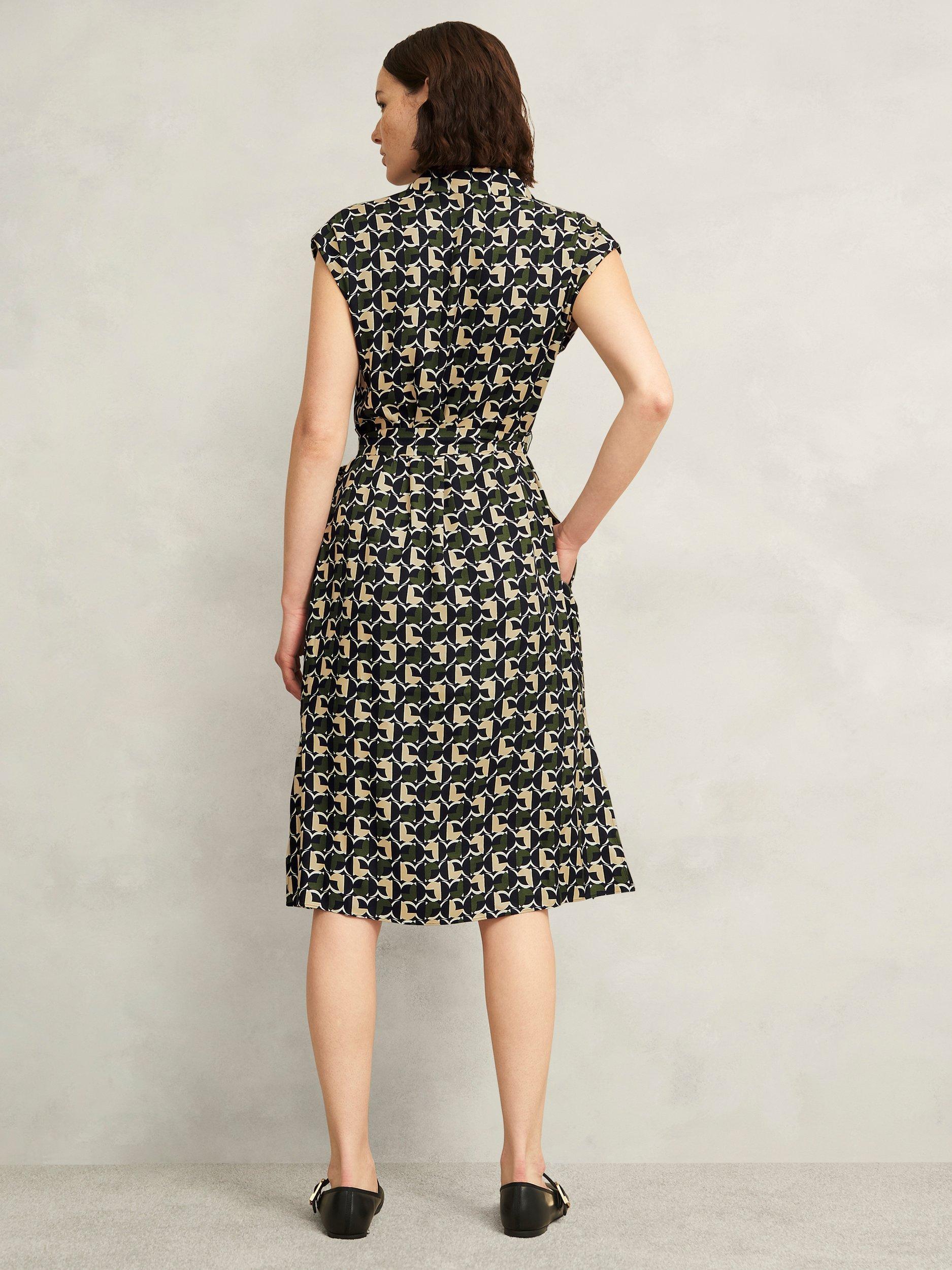 Hobbs Kalinda Geometric Print Shirted Midi Dress