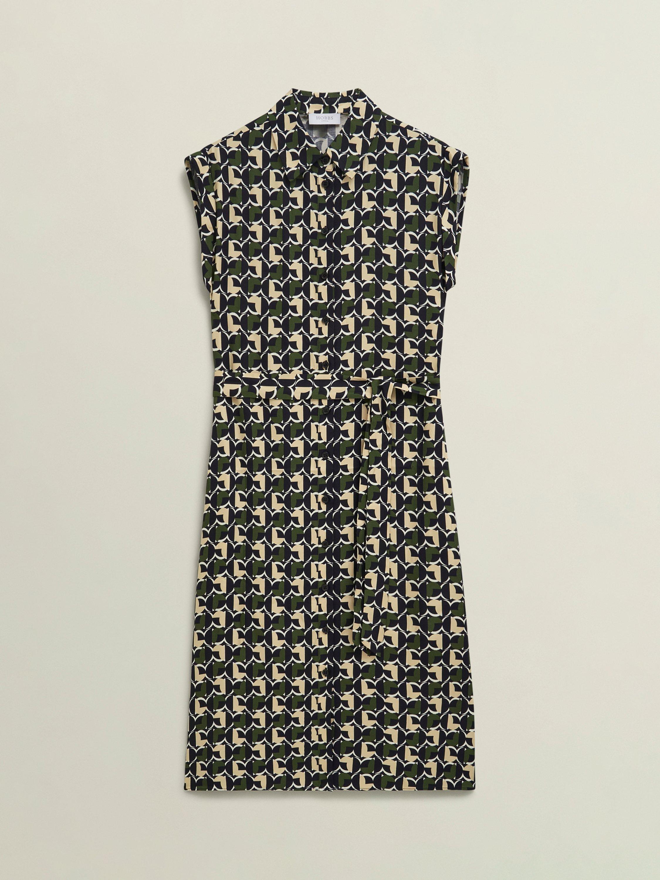 Hobbs Kalinda Geometric Print Shirted Midi Dress