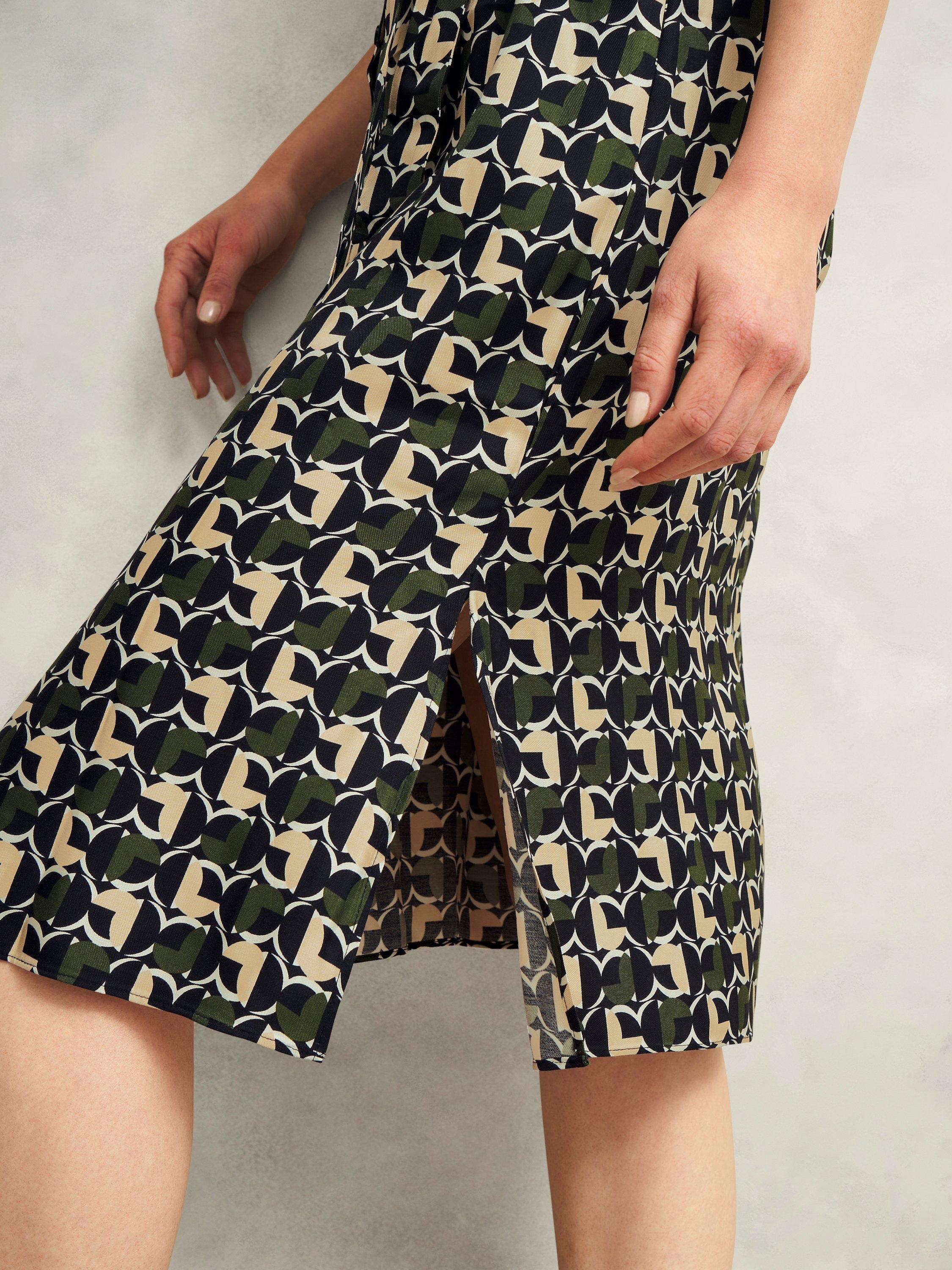Hobbs Kalinda Geometric Print Shirted Midi Dress