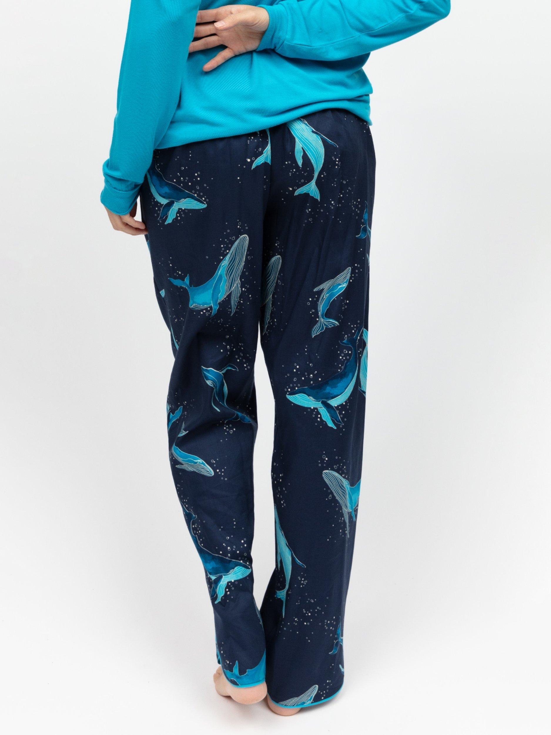 Cyberjammies Marina Whale Print Pyjama Bottoms, Navy/Multi