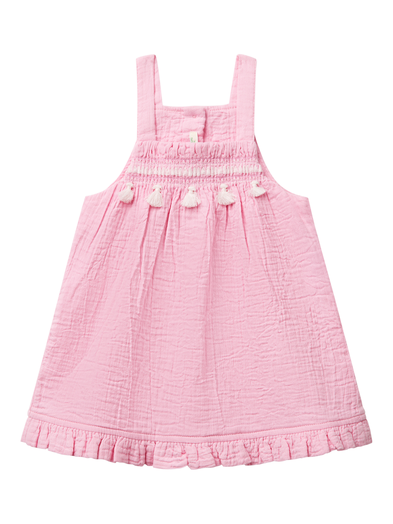 Benetton Baby Cotton Ruffle Trim Sleeveless Dress, Pink