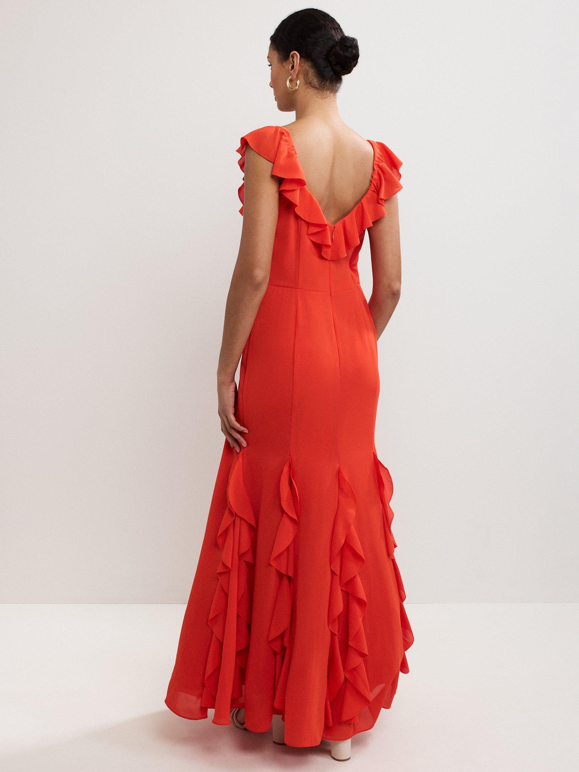 Phase Eight Collection 8 Lianah Ruffle Maxi Dress, Orange