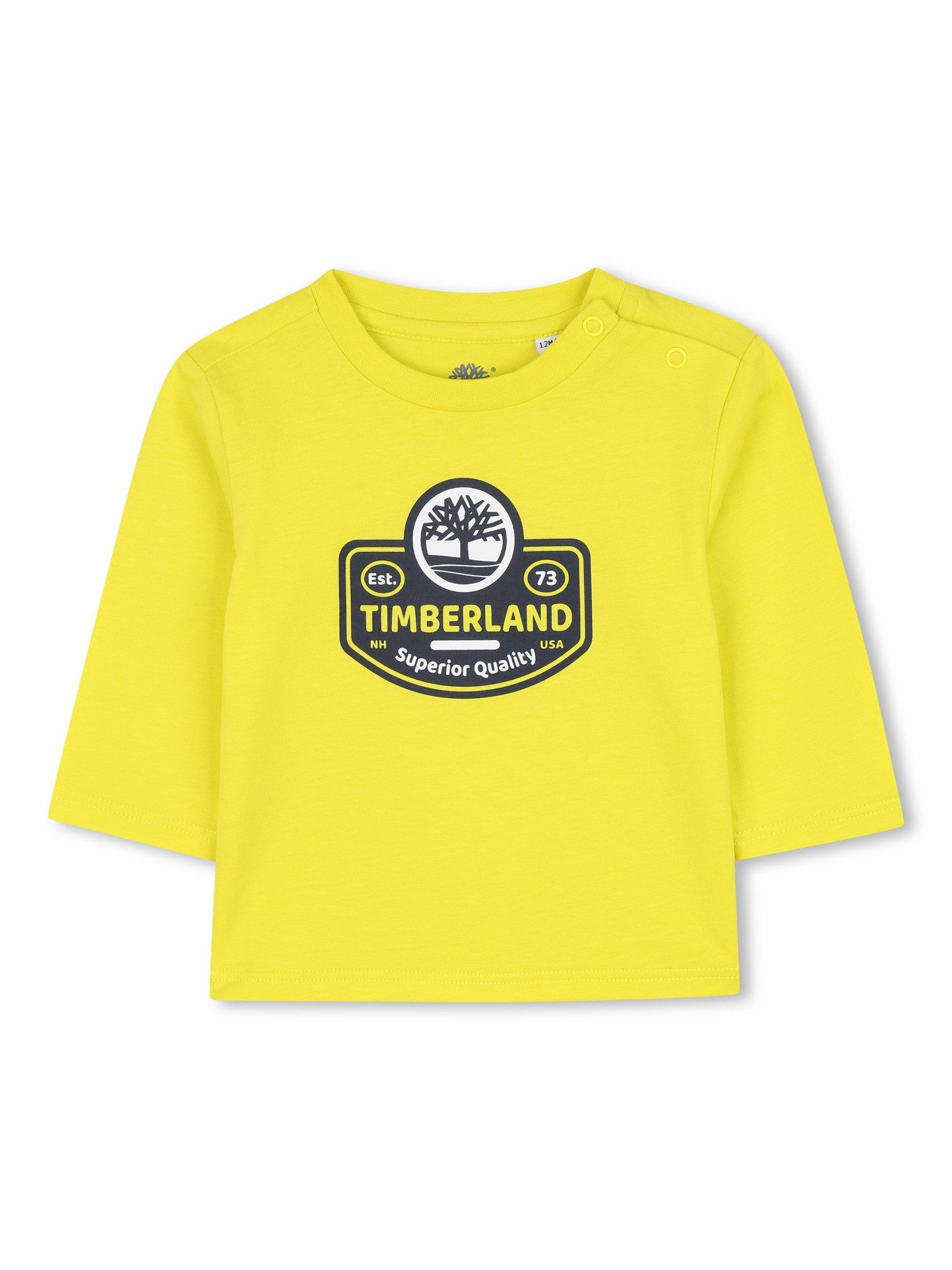 Timberland Baby Cotton Short Sleeved Logo Print T-Shirt, Neon Yellow