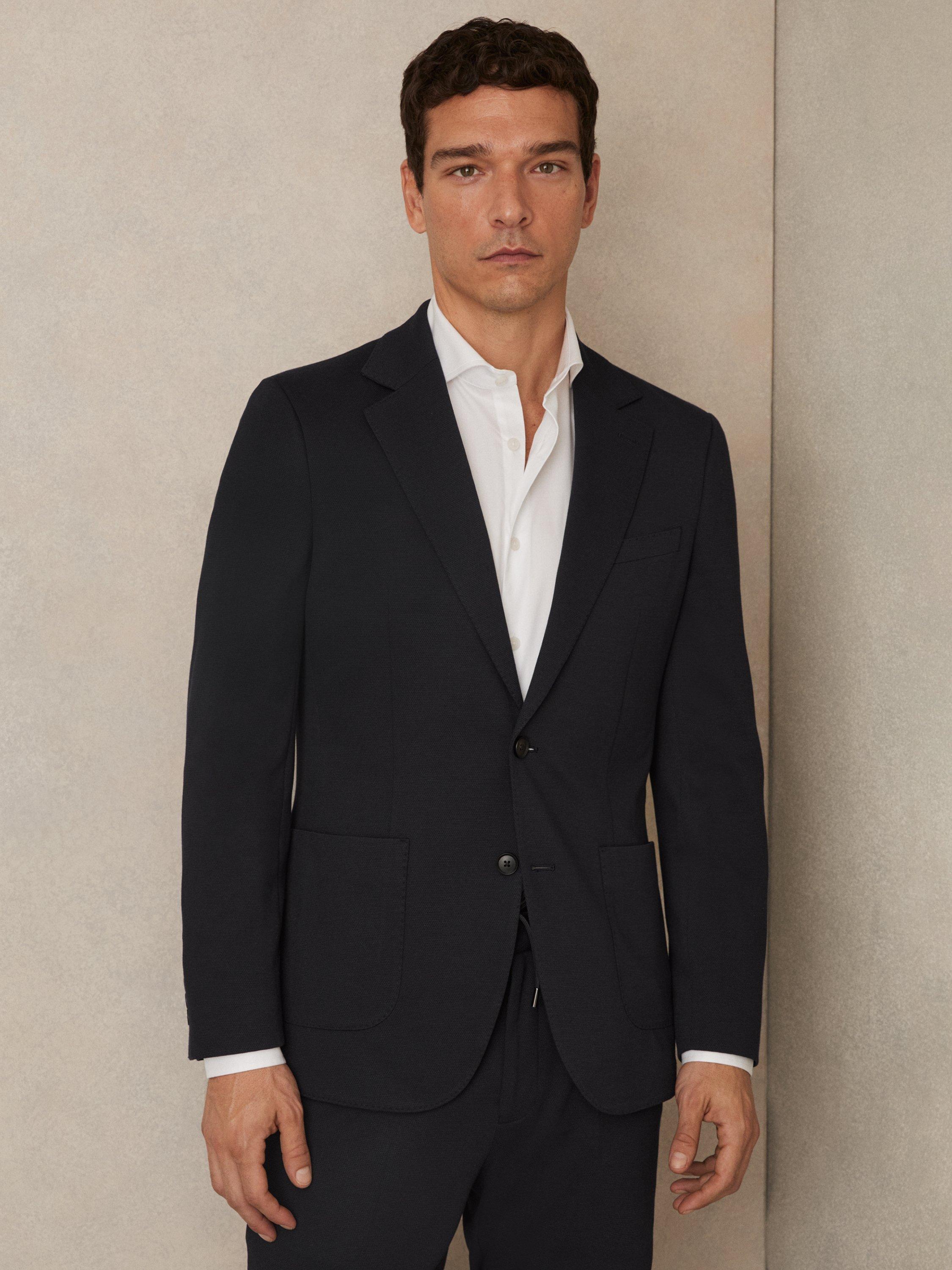 Reiss Gerrard Slim Fit Single Breasted Jersey Suit Blazer, Navy