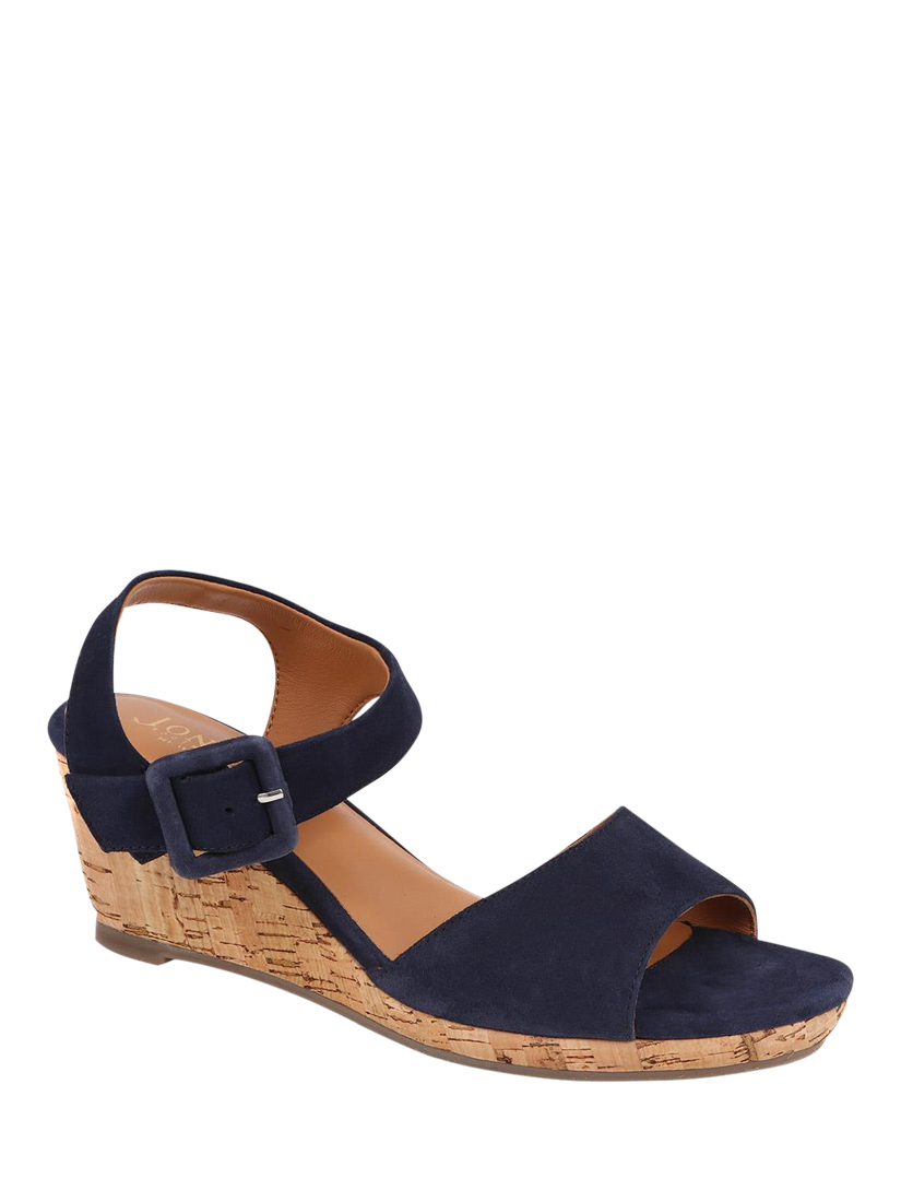 Jones Bootmaker Grazina Leather Wedge Heel Sandals, Navy