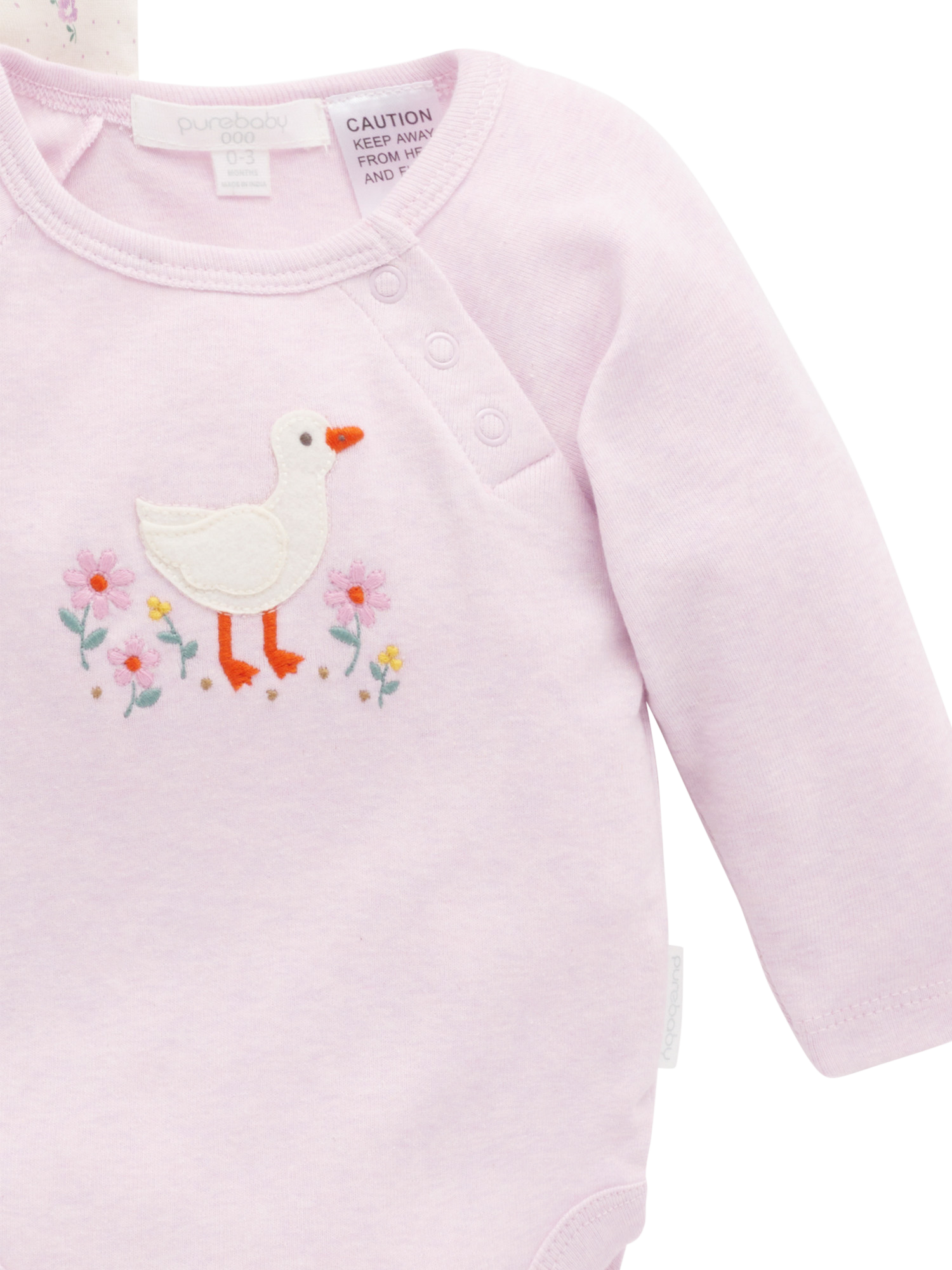 Purebaby Baby Cotton Ruffle Bodysuit, Pack of 2, Primrose Print
