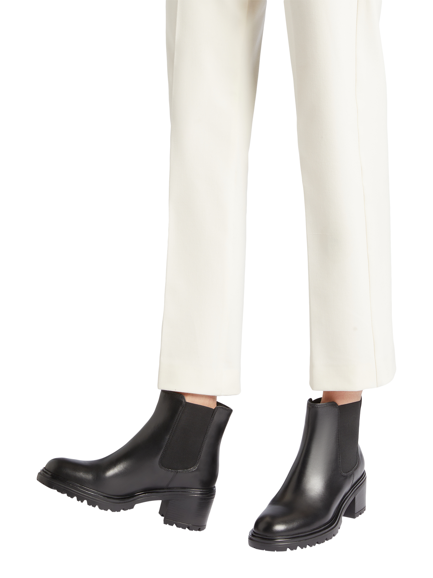 Geox Damiana Leather Block Heel Chelsea Boots, Black