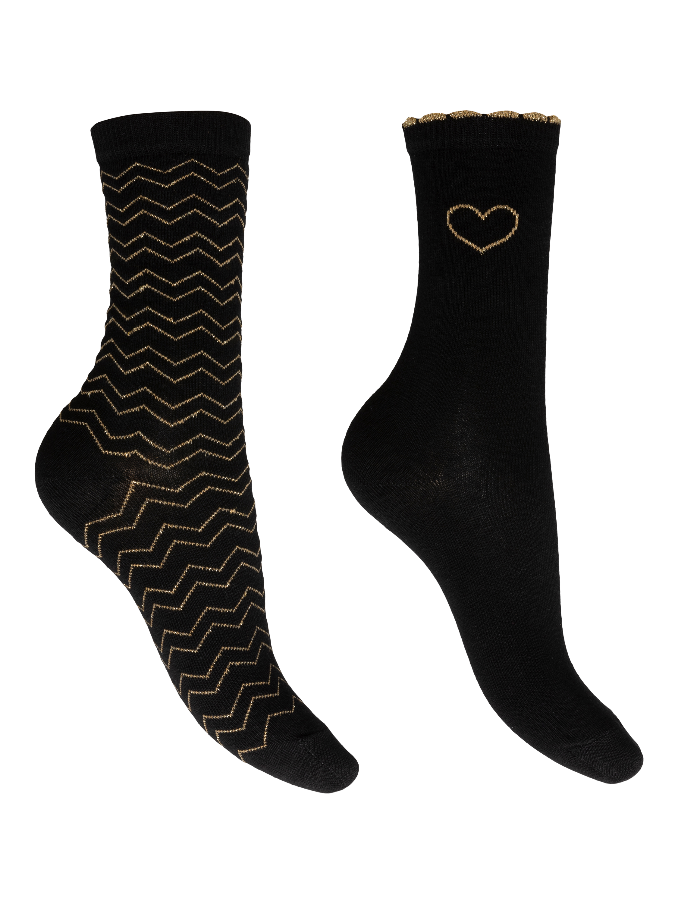 Charnos Cotton Blend Sparkle Socks, Pack of 2, Black/Gold