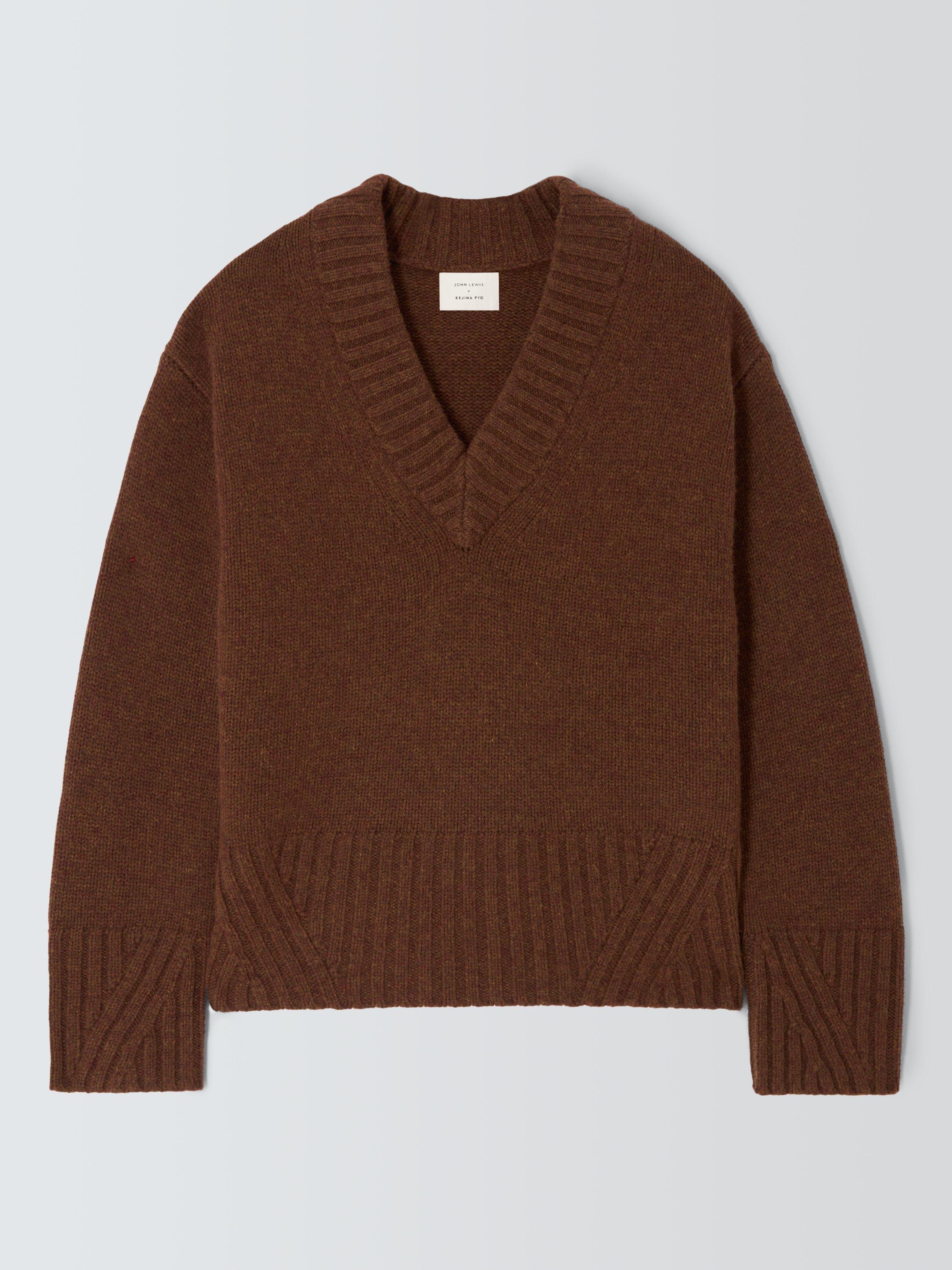 John Lewis x REJINA PYO Merino Wool Blend with Cashmere V-Neck Jumper ...