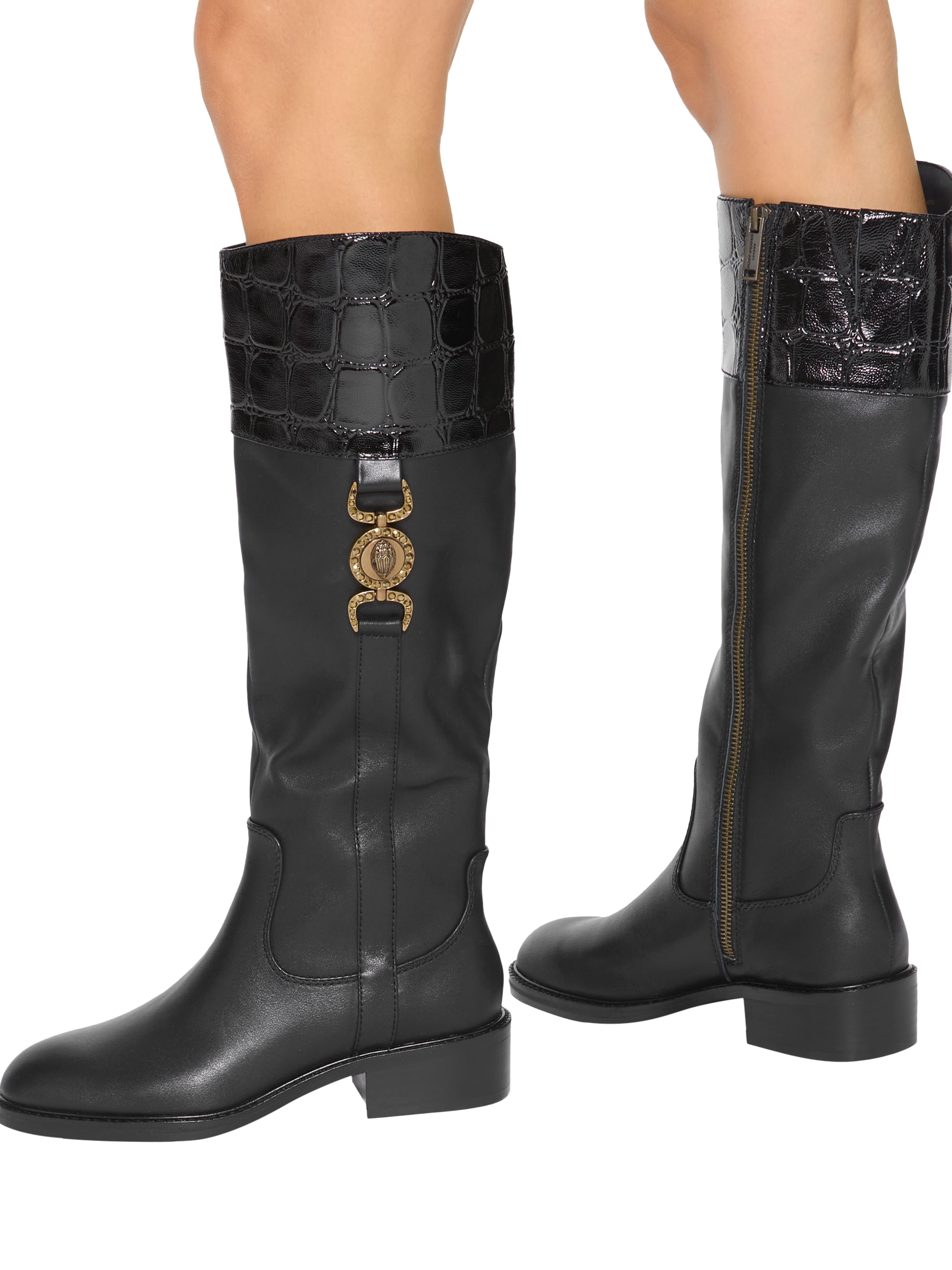 Kurt Geiger London Mansion Leather Riding Boots, Black