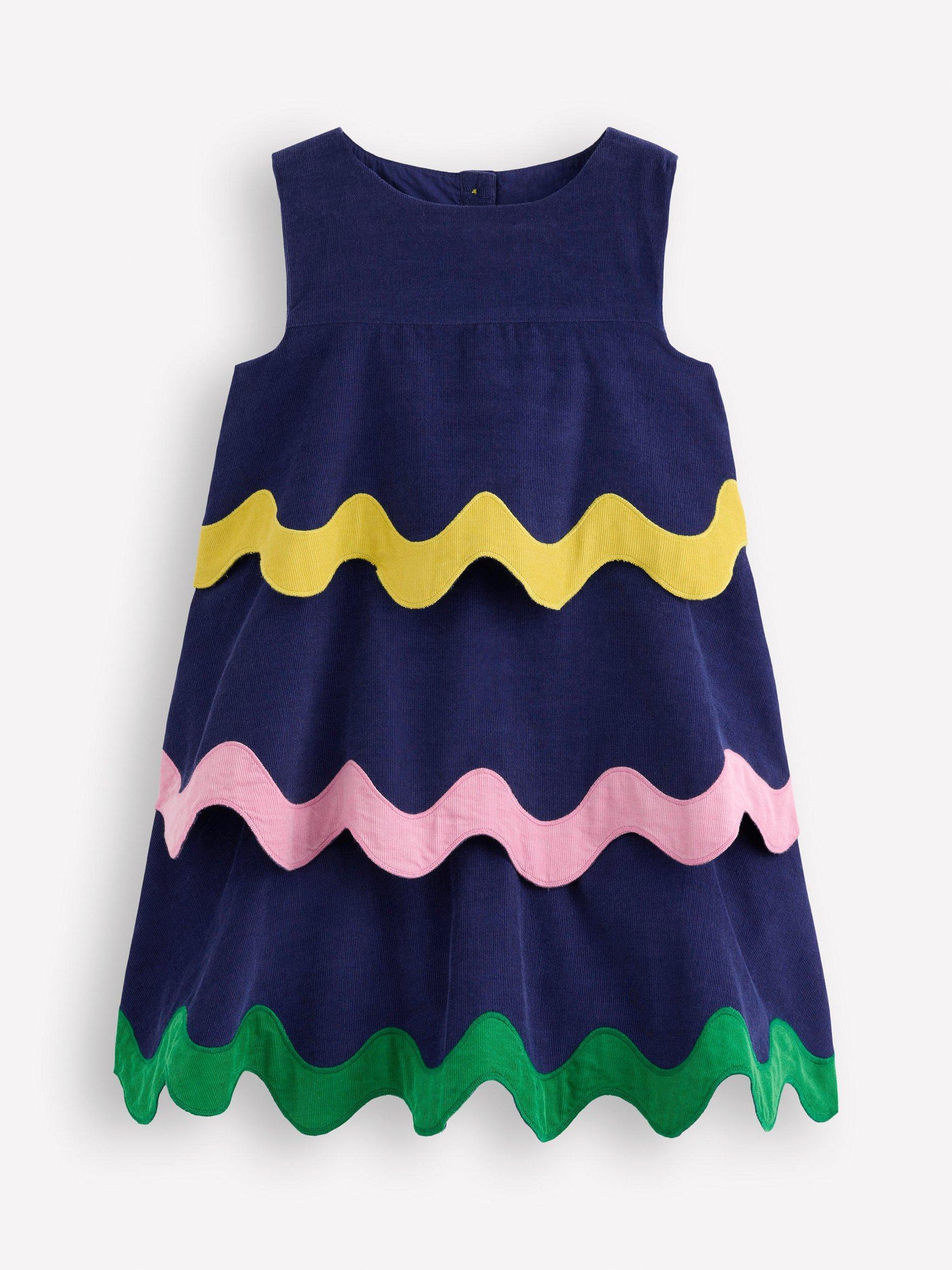 Mini Boden Kids' Corduroy Wave Pencil Dress, Sapphire Blue