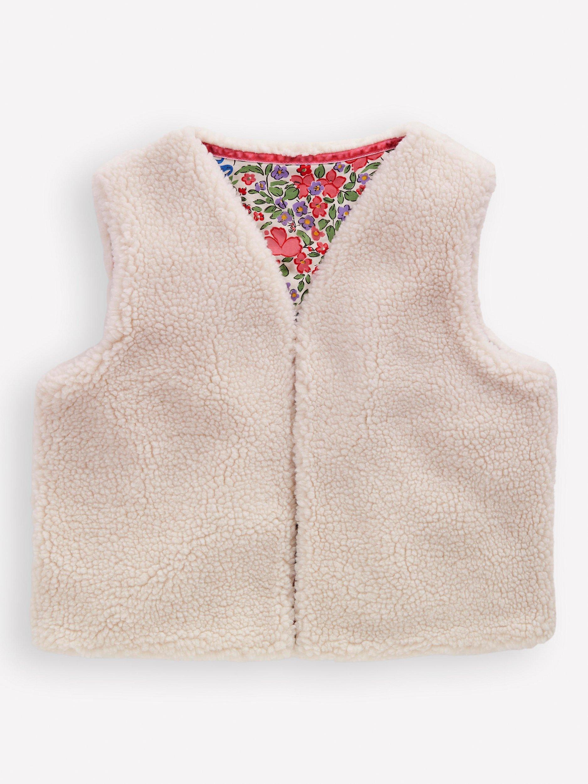 Mini Boden Kids' Relaxed Borg Gilet, Ecru