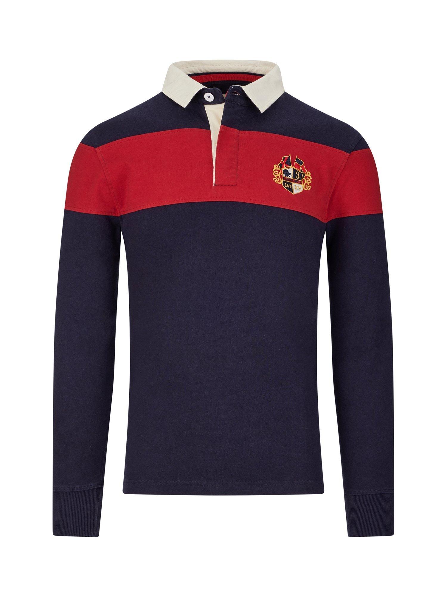 Raging Bull Striped Rugby Shirt, Navy