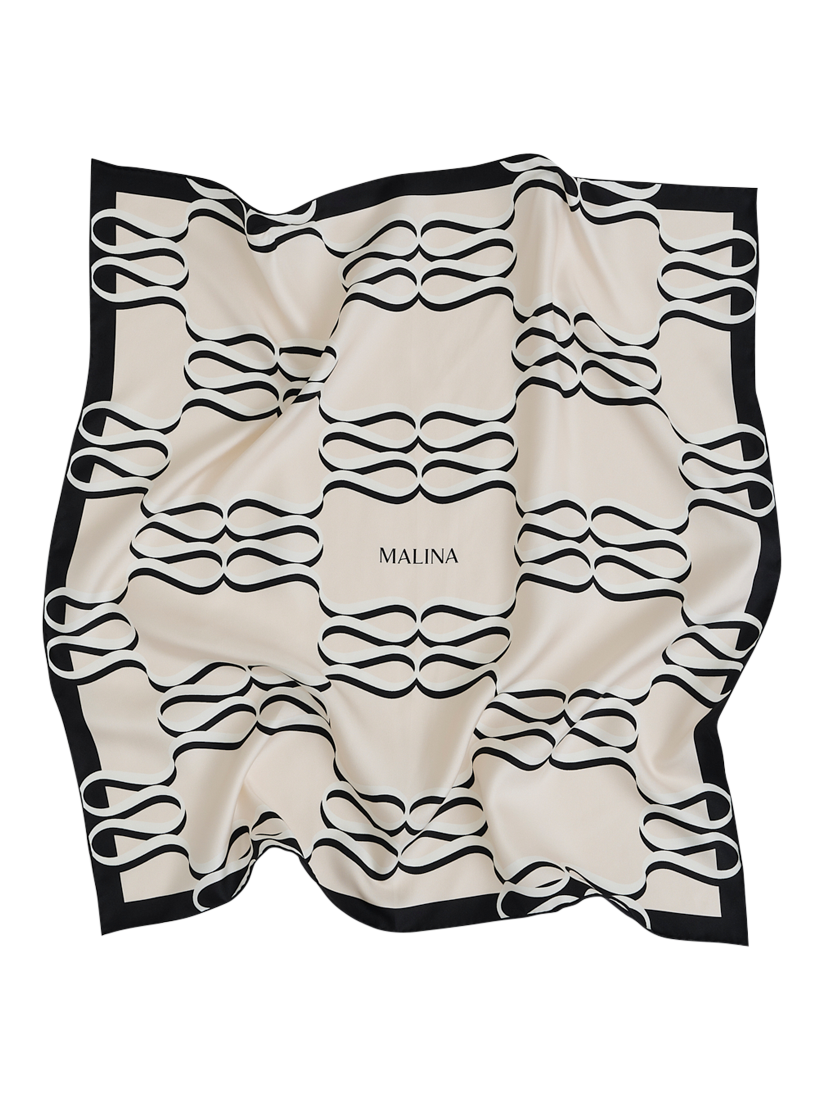 Malina Logo Abstract Print Silk Twill Square Scarf