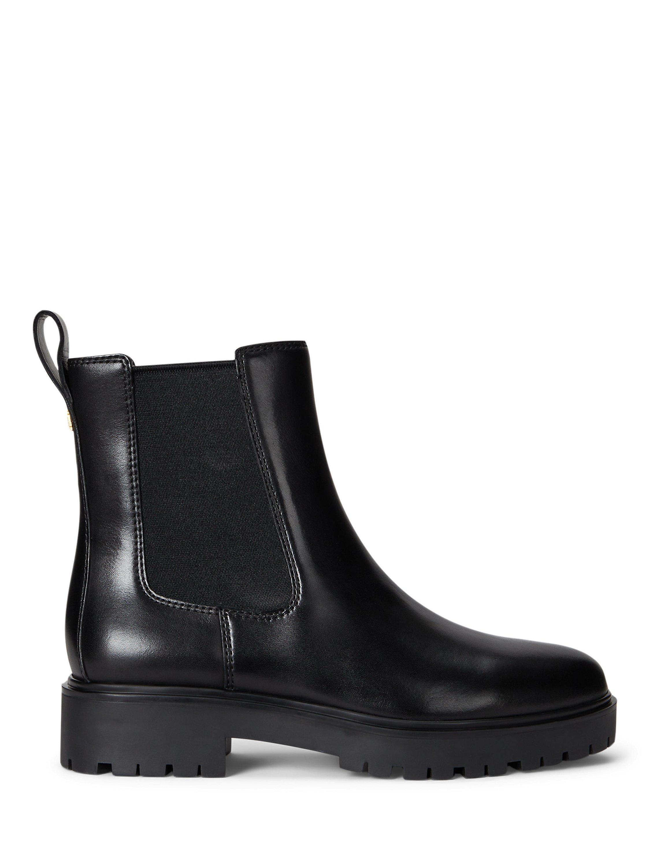 Lauren Ralph Lauren Allyson Burnished Leather Ankle Boots, Black