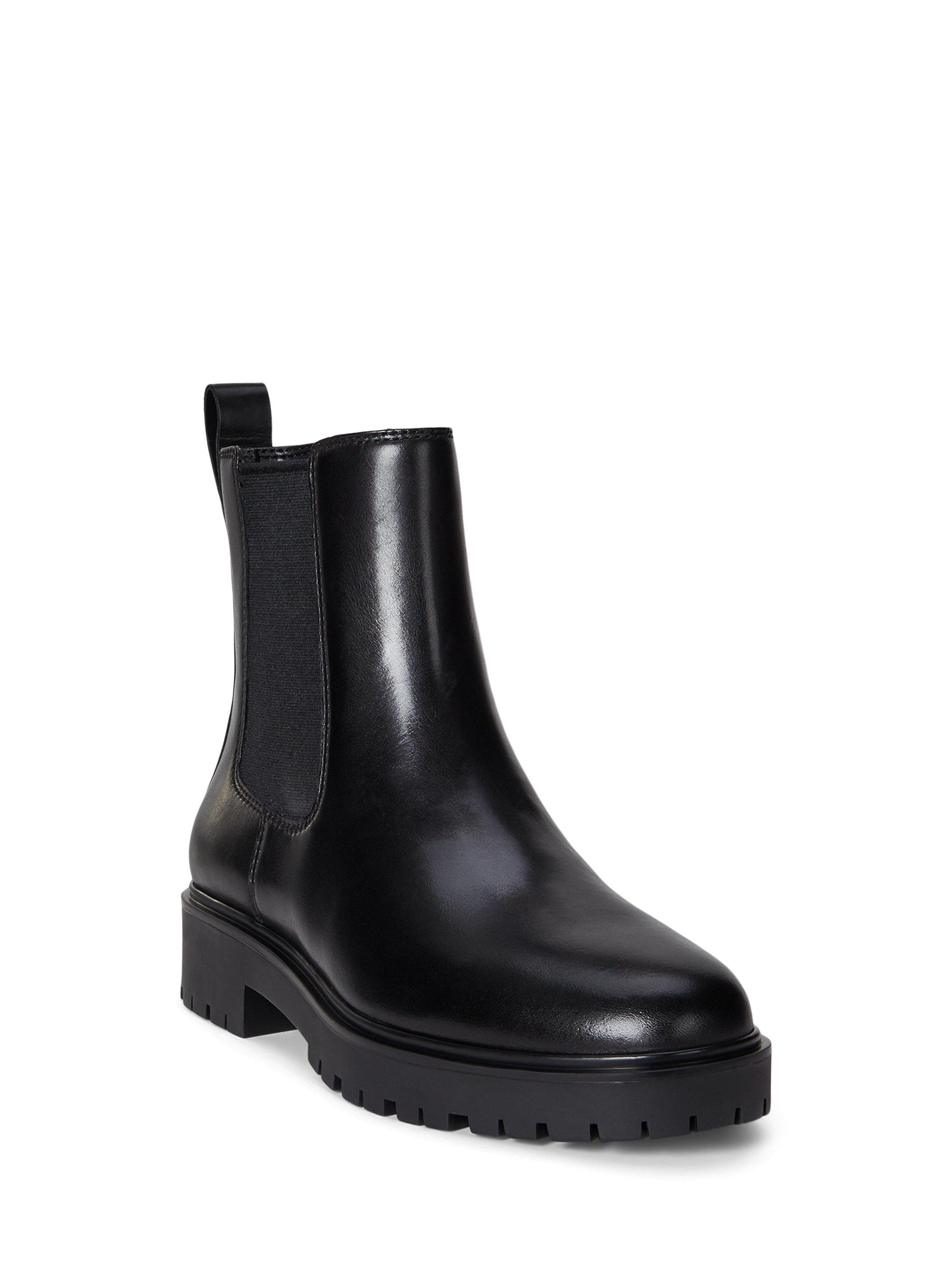 Lauren Ralph Lauren Allyson Burnished Leather Ankle Boots, Black
