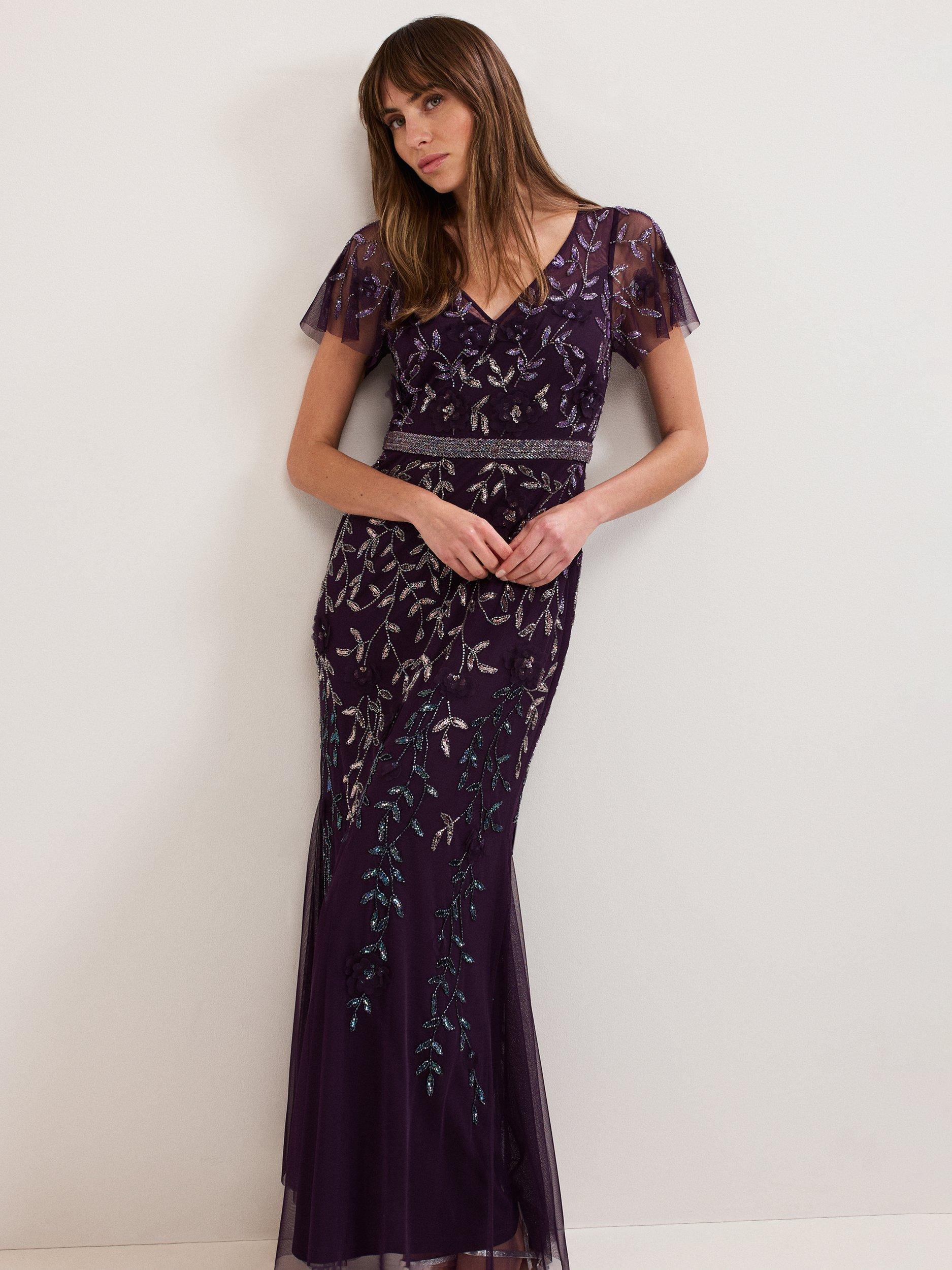 Phase Eight Collection 8 Kaida Beaded Maxi Dress, Purple