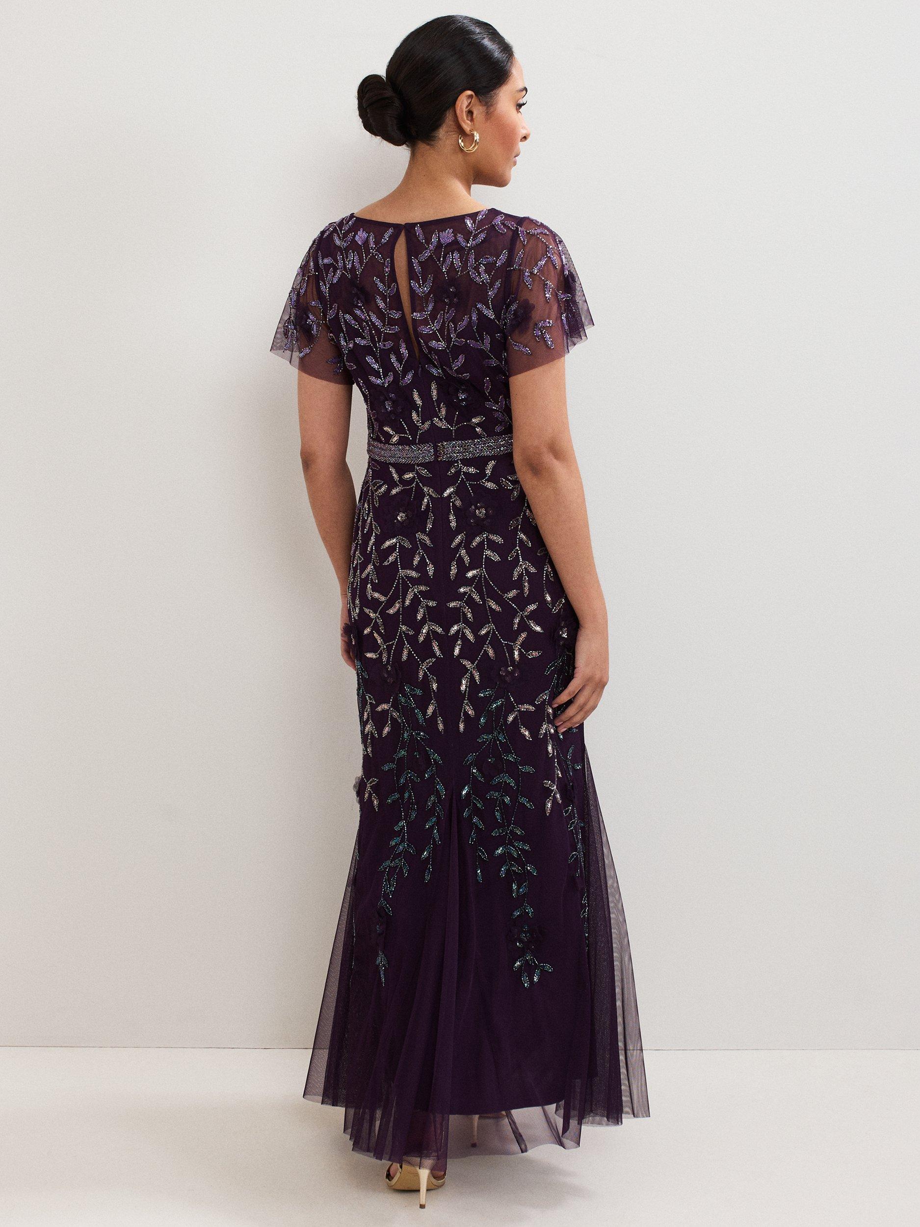 Phase Eight Collection 8 Petite Kaida Beaded Maxi Dress, Purple