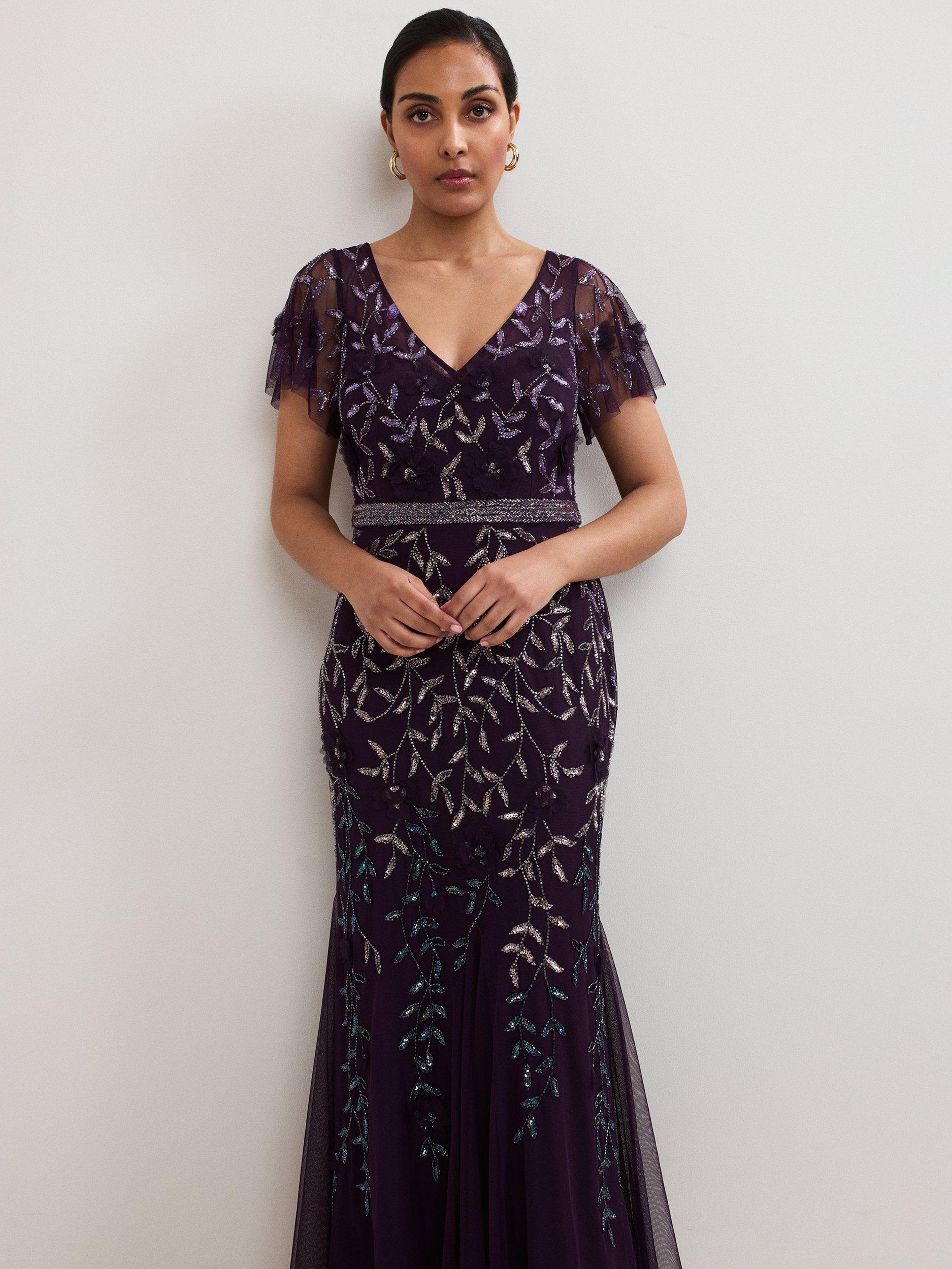 Phase Eight Collection 8 Petite Kaida Beaded Maxi Dress, Purple