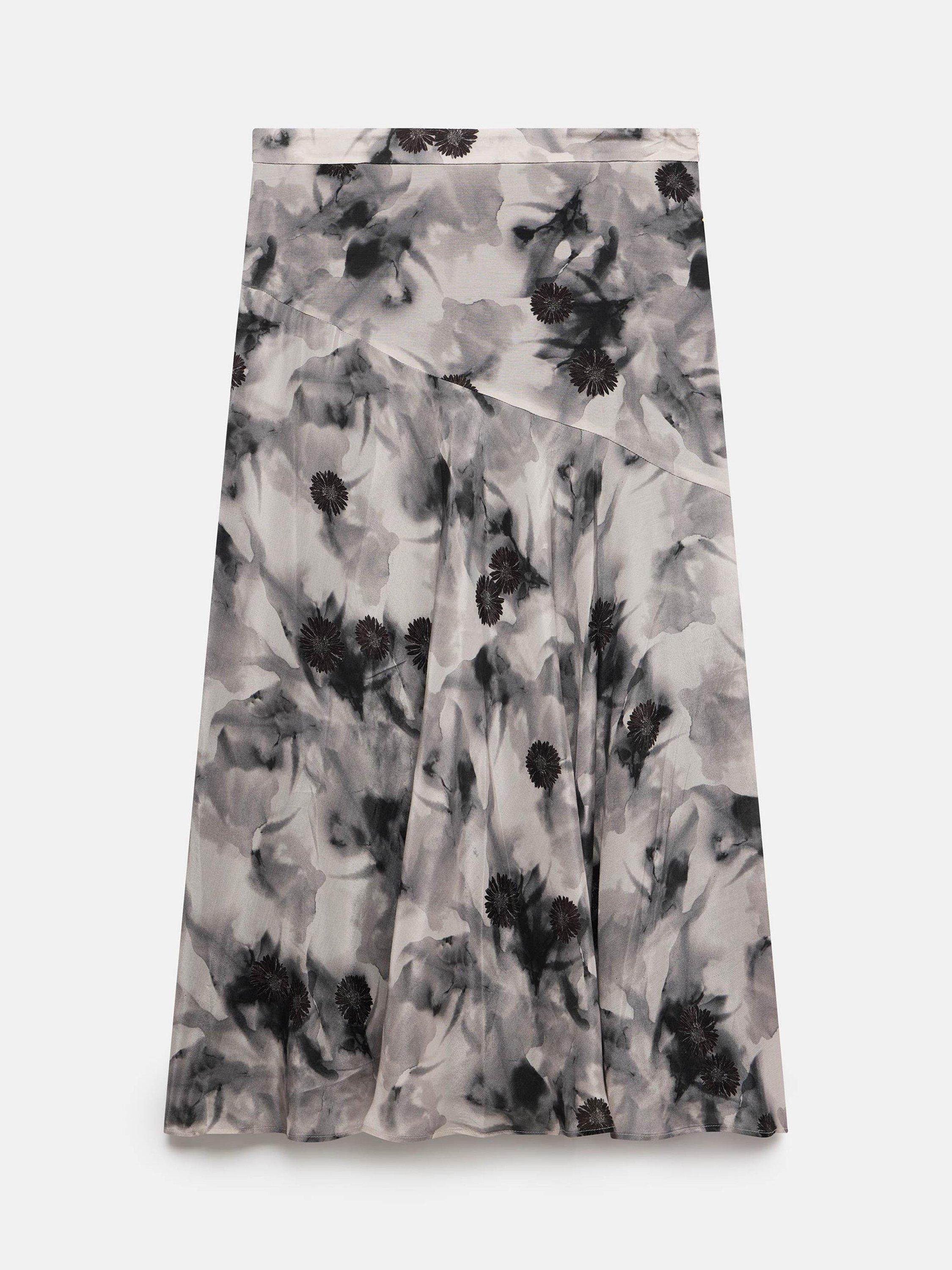 Mint Velvet Floral Print Mid Rise Midi Skirt