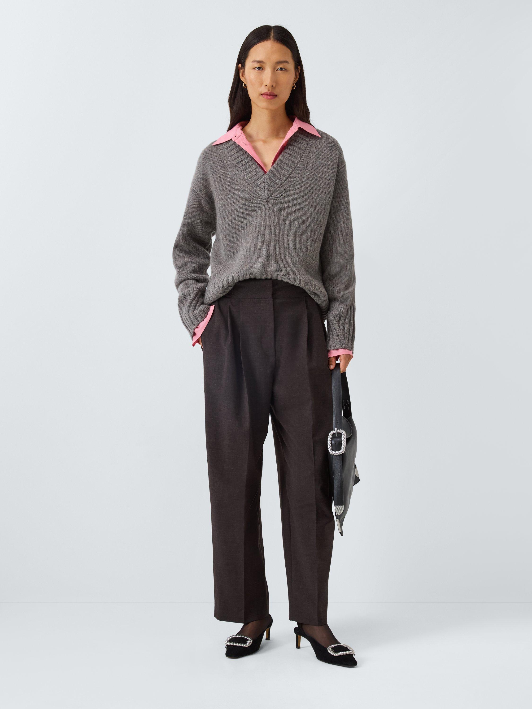 John Lewis x REJINA PYO Straight Cut Wool Blend Tailored Trousers ...